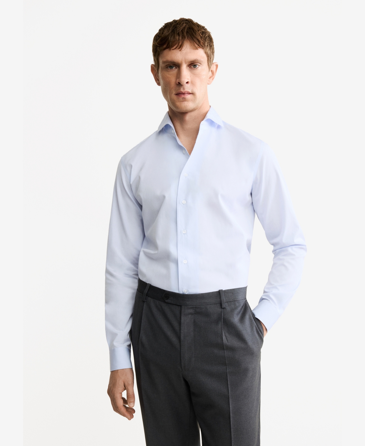 Click here for Mango Mens Cotton Dress Shirt - Sky Blue prices