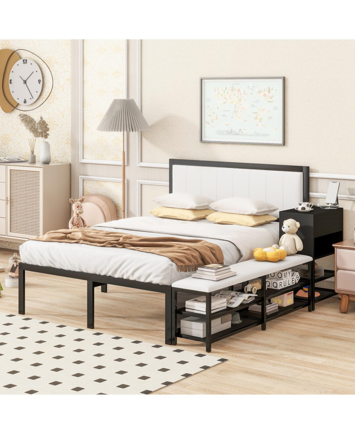 Click here for Streamdale Furniture Metal Platform Bed with Two-T... prices