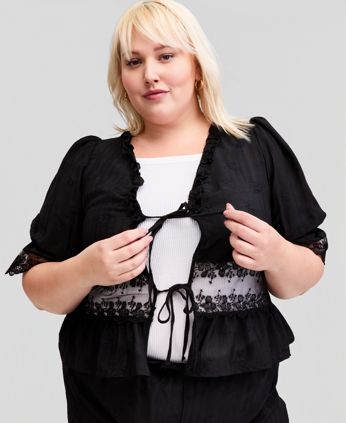 Click here for And Now This Trendy Plus Size Embroidered Mesh-Ins... prices