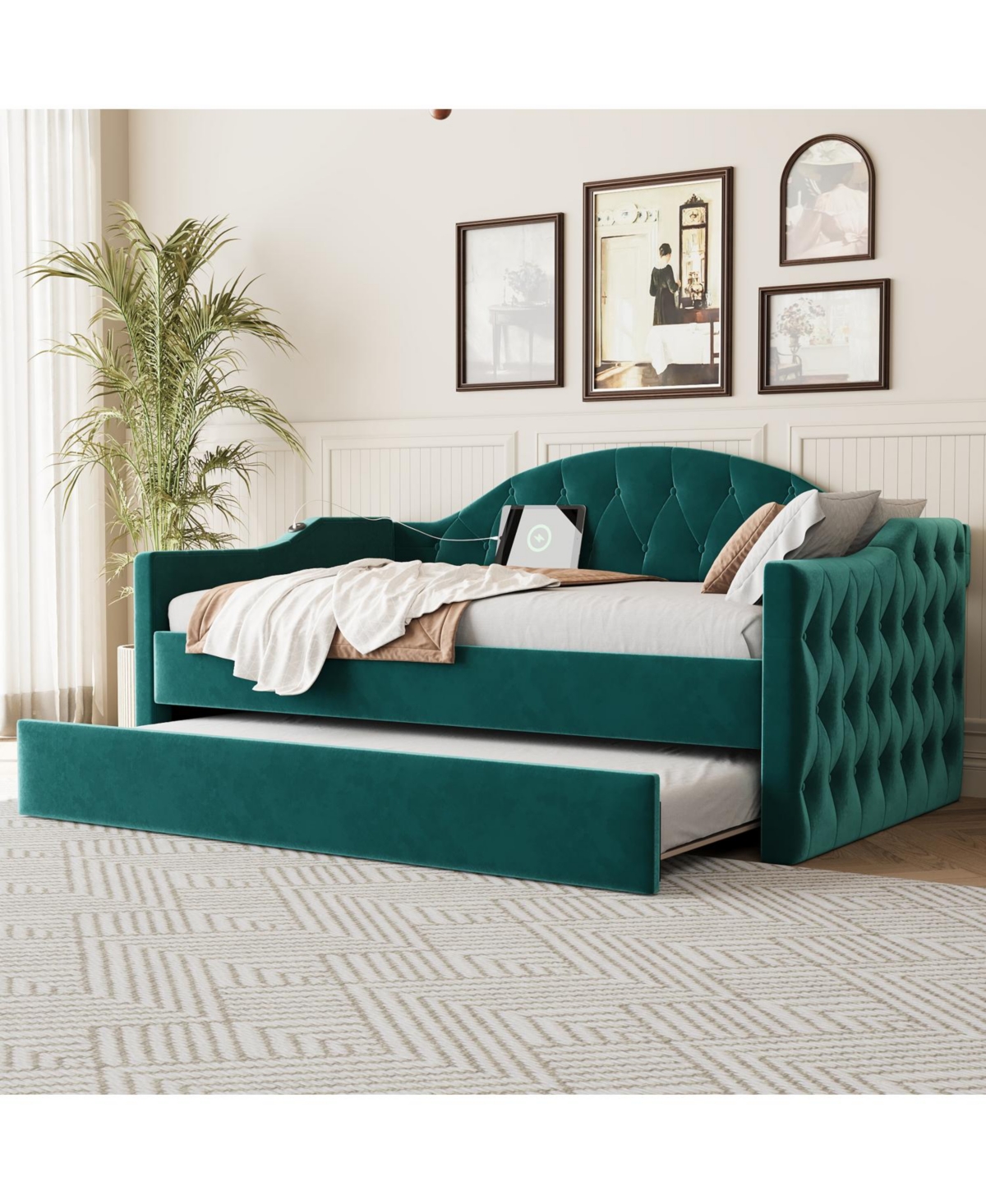 Click here for Streamdale Furniture Twin Tufted Velvet Daybed wit... prices