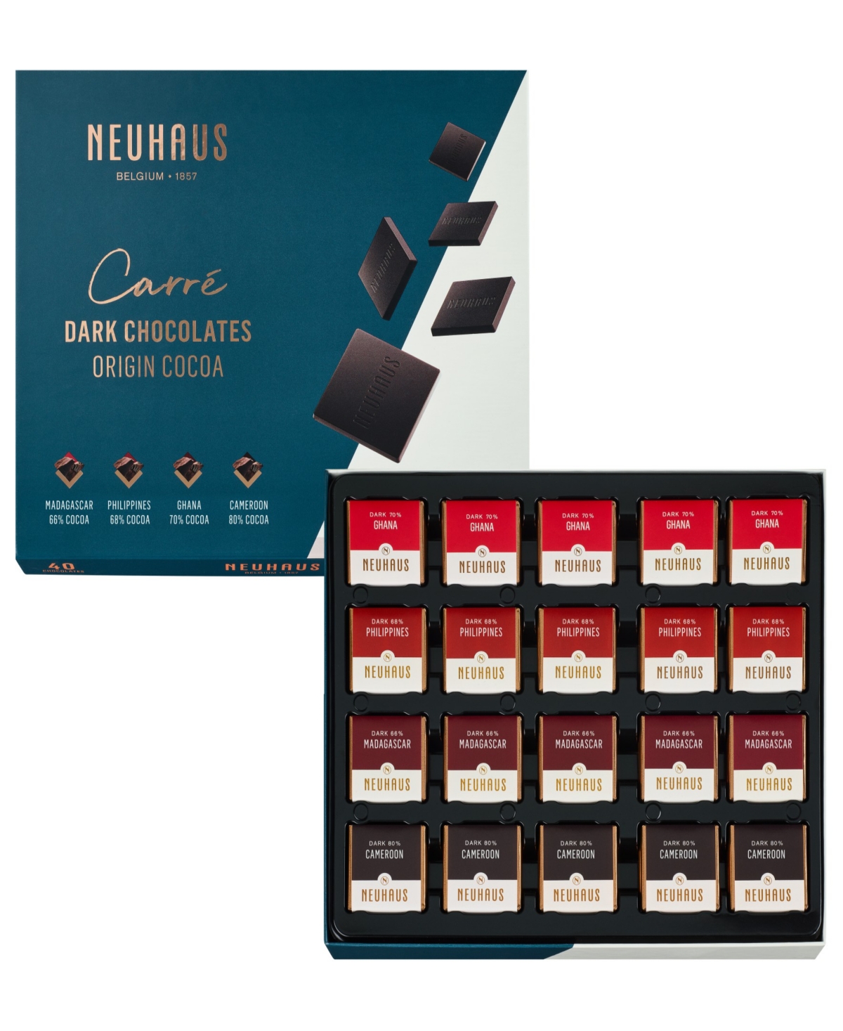 Click here for Neuhaus Carre Origin Assorted Dark Chocolate Box... prices