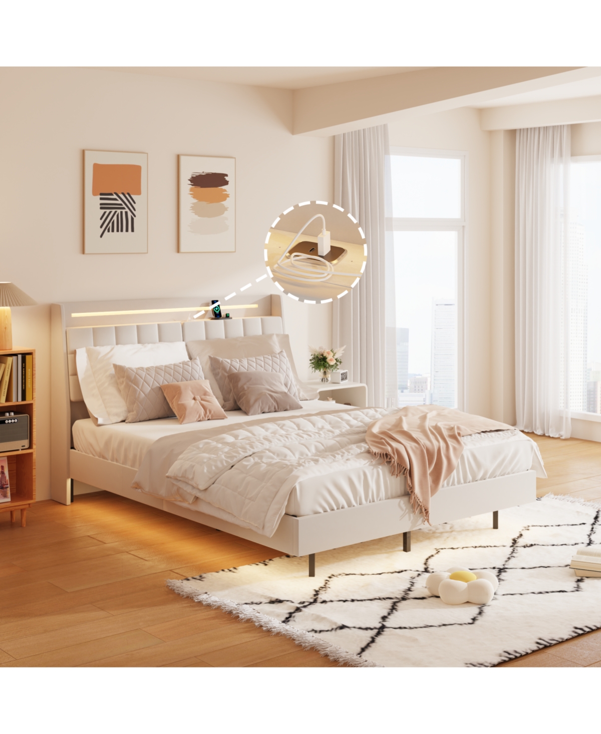 Click here for Streamdale Furniture Led Light Bed Frame Queen - B... prices