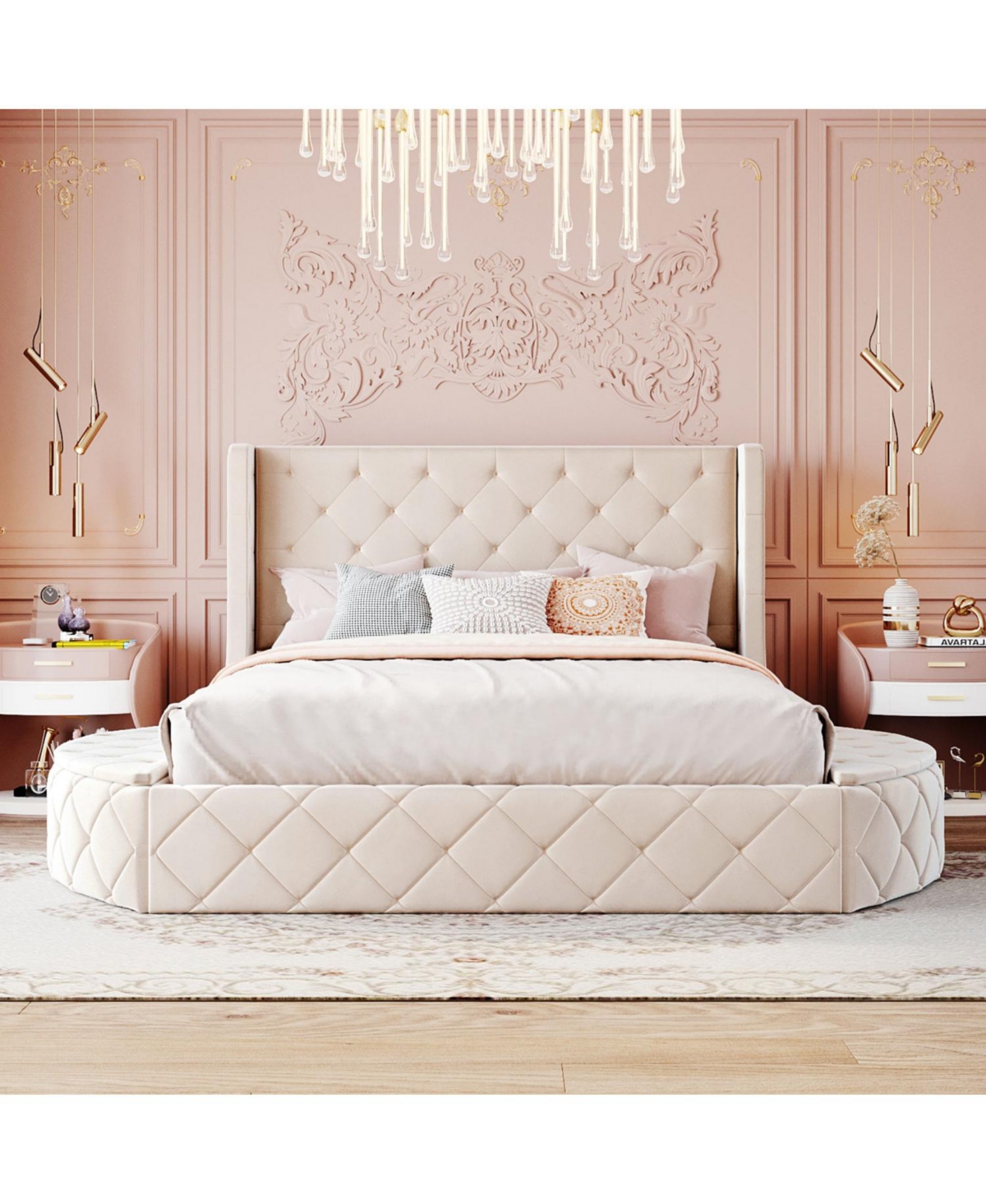 Click here for Streamdale Furniture Queen Upholstered Platform Be... prices