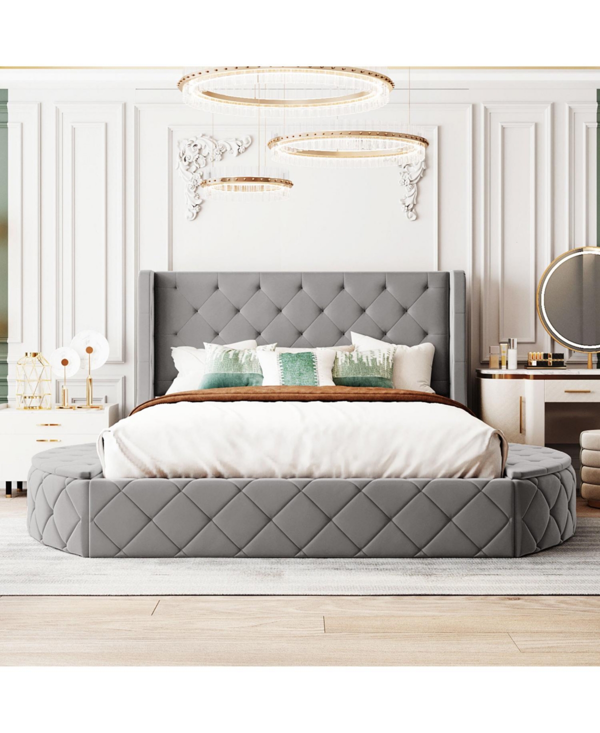Click here for Streamdale Furniture Queen Upholstered Platform Be... prices