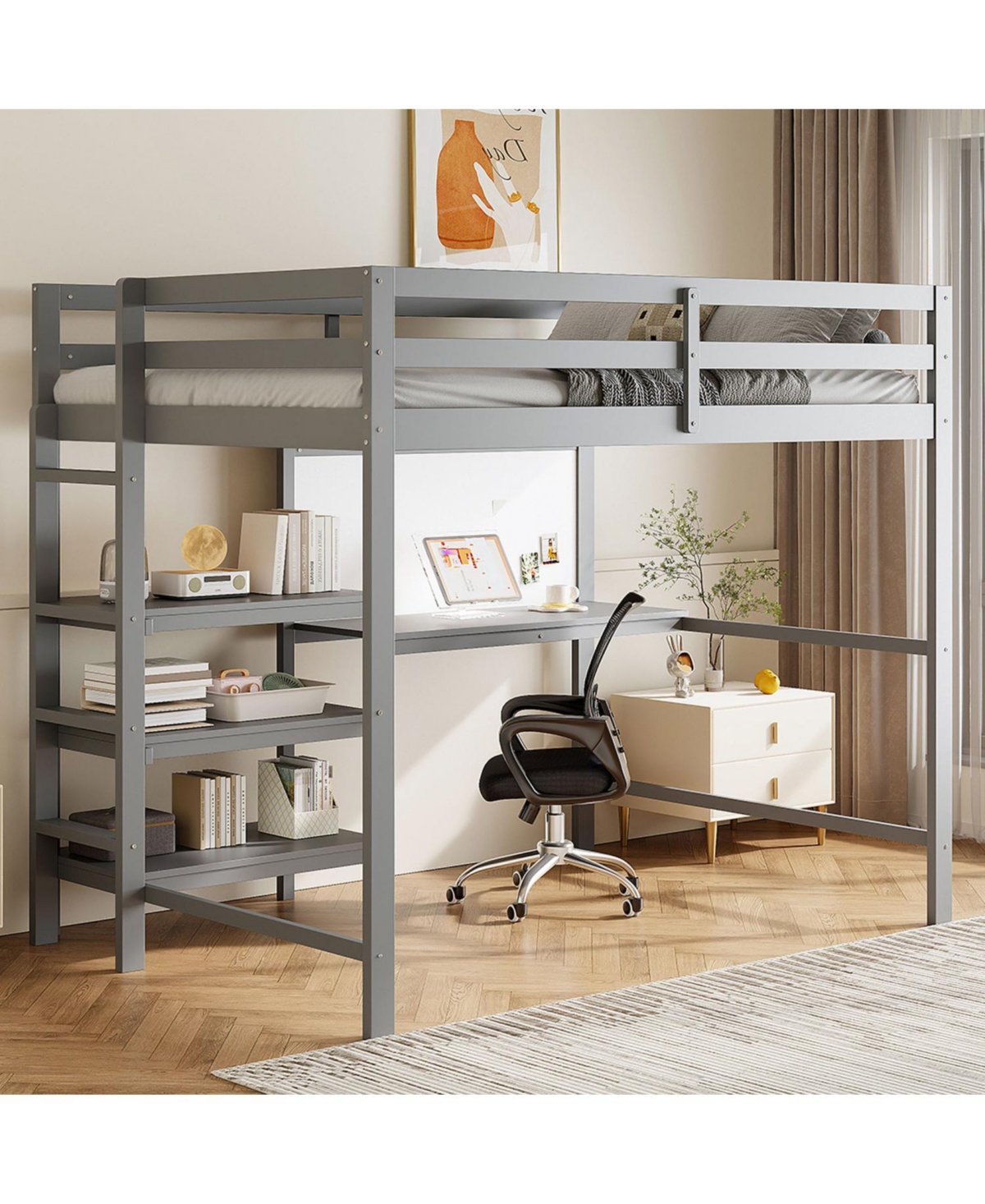 Click here for Streamdale Furniture Twin Loft Bed with Shelves  D... prices