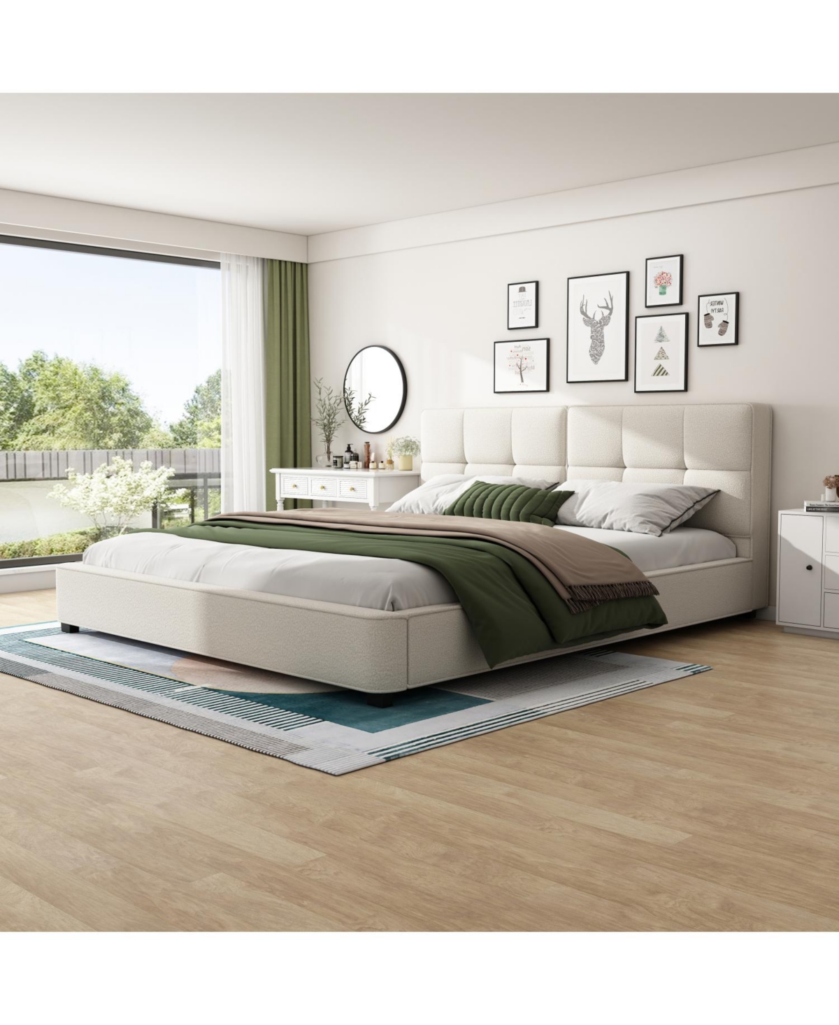 Click here for Streamdale Furniture King Beige Boucle Bed Frame w... prices