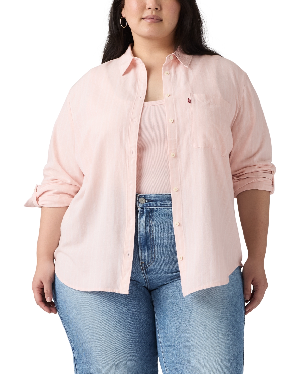 Click here for Levis Plus Size Darlene Rivington Stripe Collared... prices