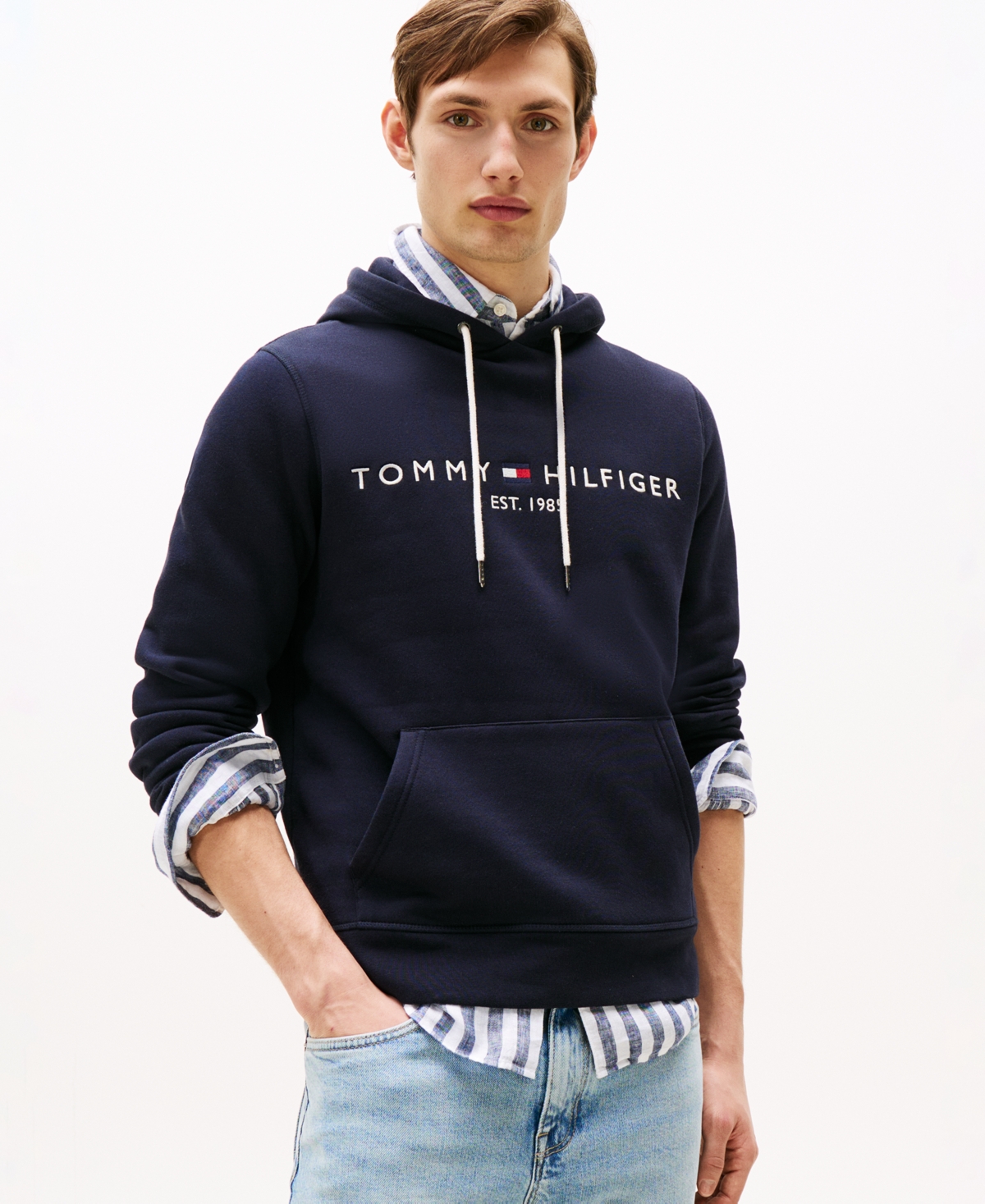Click here for Tommy Hilfiger Mens Embroidered Logo Hoodie - Sky... prices
