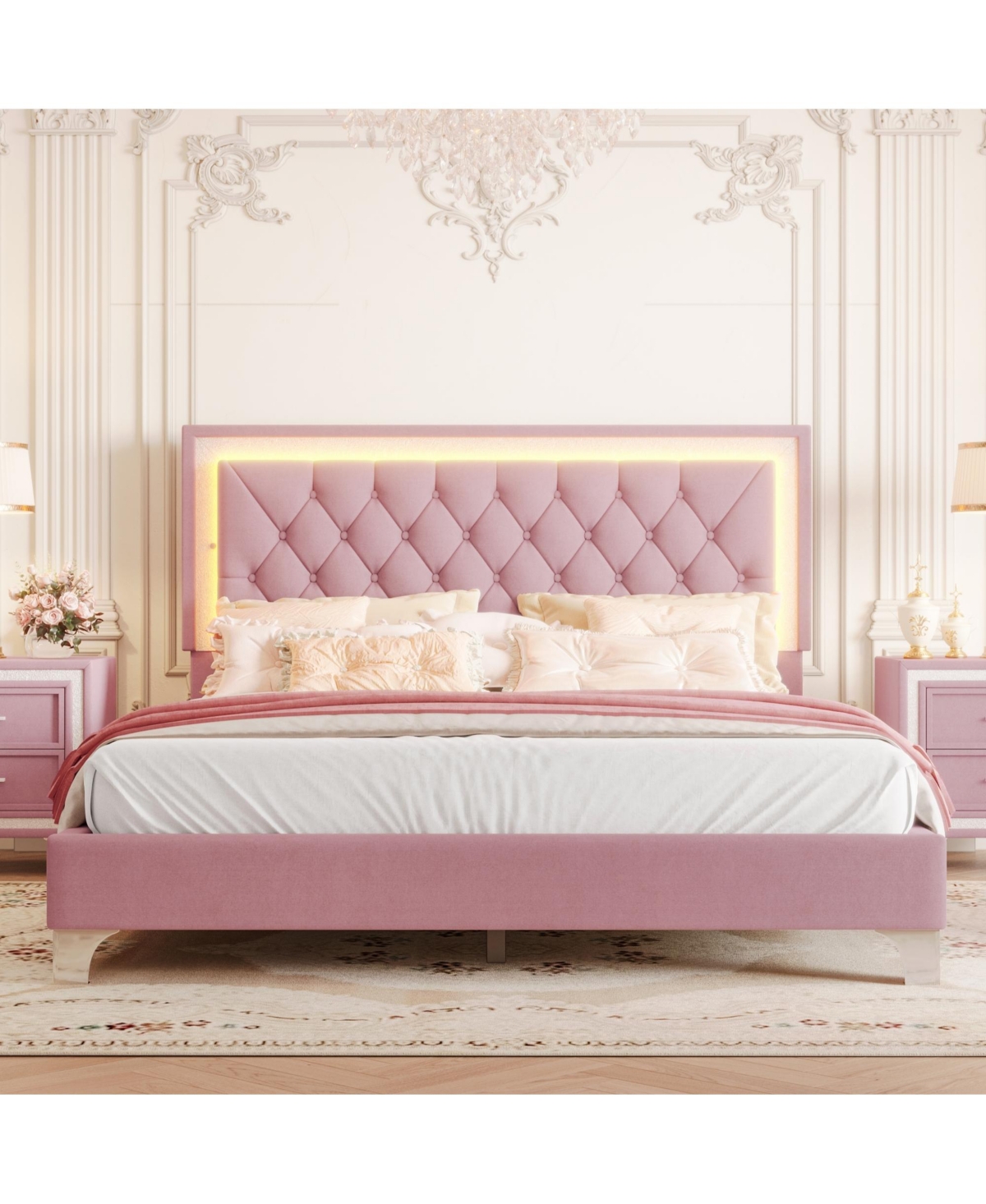 Click here for Lovmor Queen Size Upholstered Bed Frame with Led L... prices