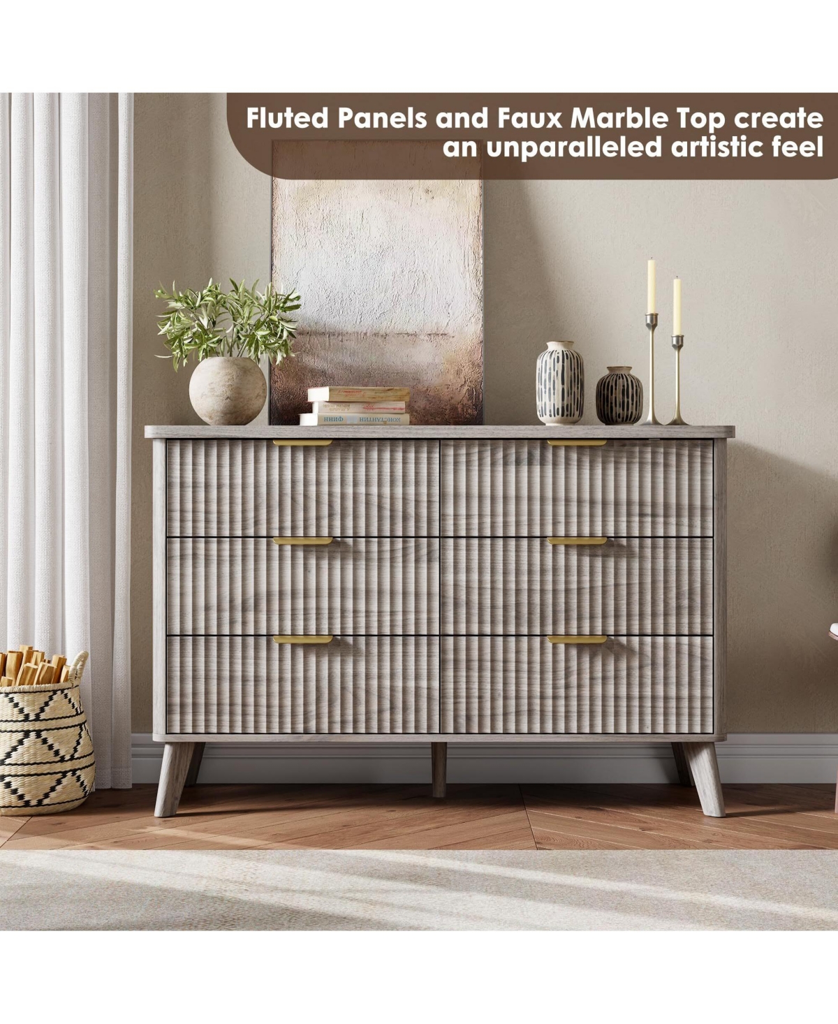 Click here for gaomon Fluted Dresser for Bedroom with 6 Deep Draw... prices