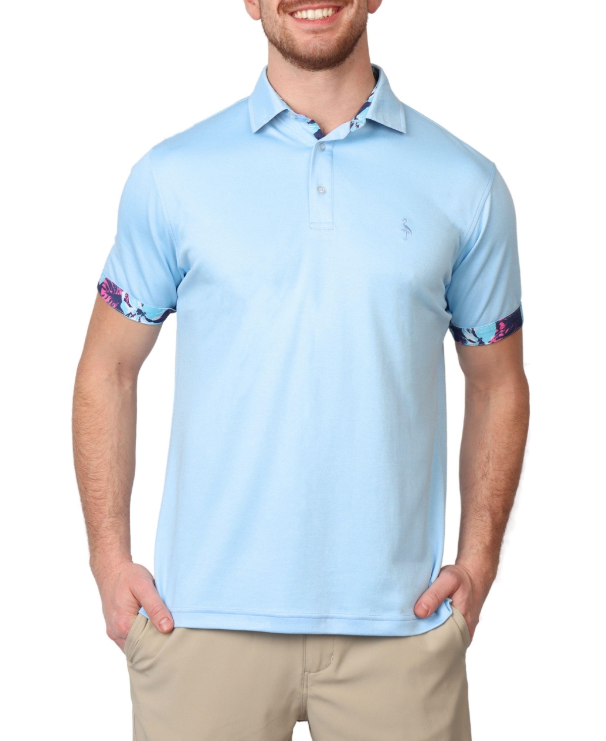Click here for Tailorbyrd Mens Modal Pique Polo with Tropical Pri... prices