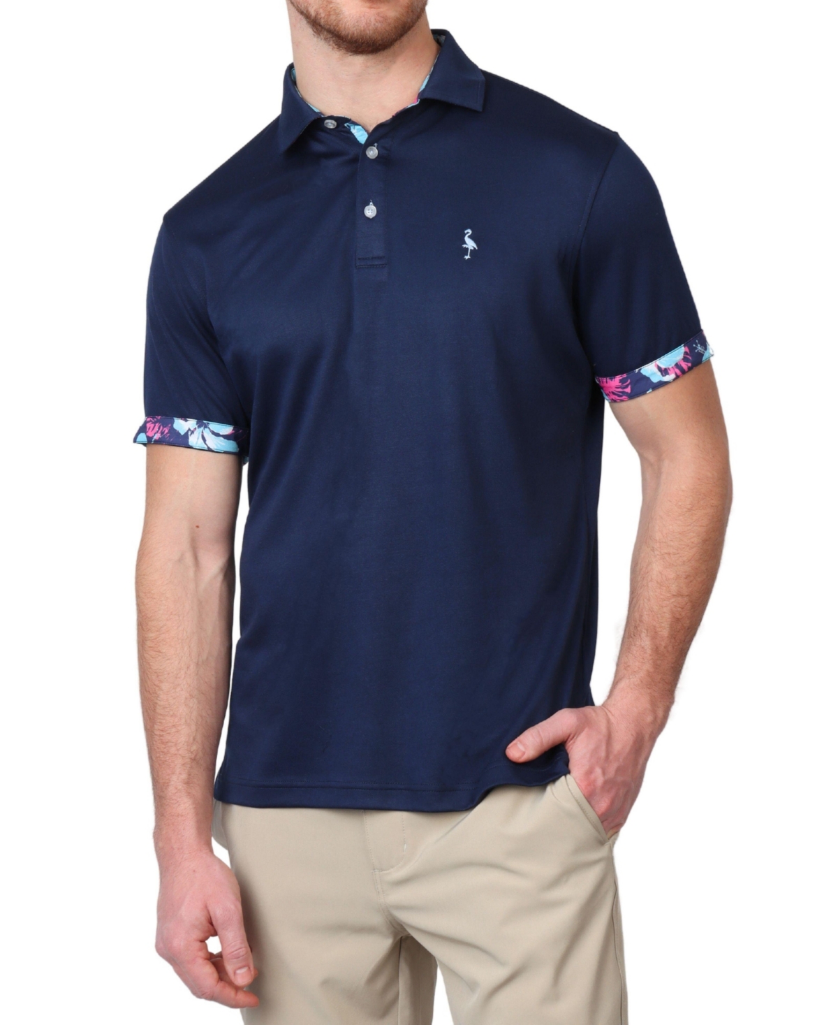 Click here for Tailorbyrd Mens Modal Pique Polo with Tropical Pri... prices