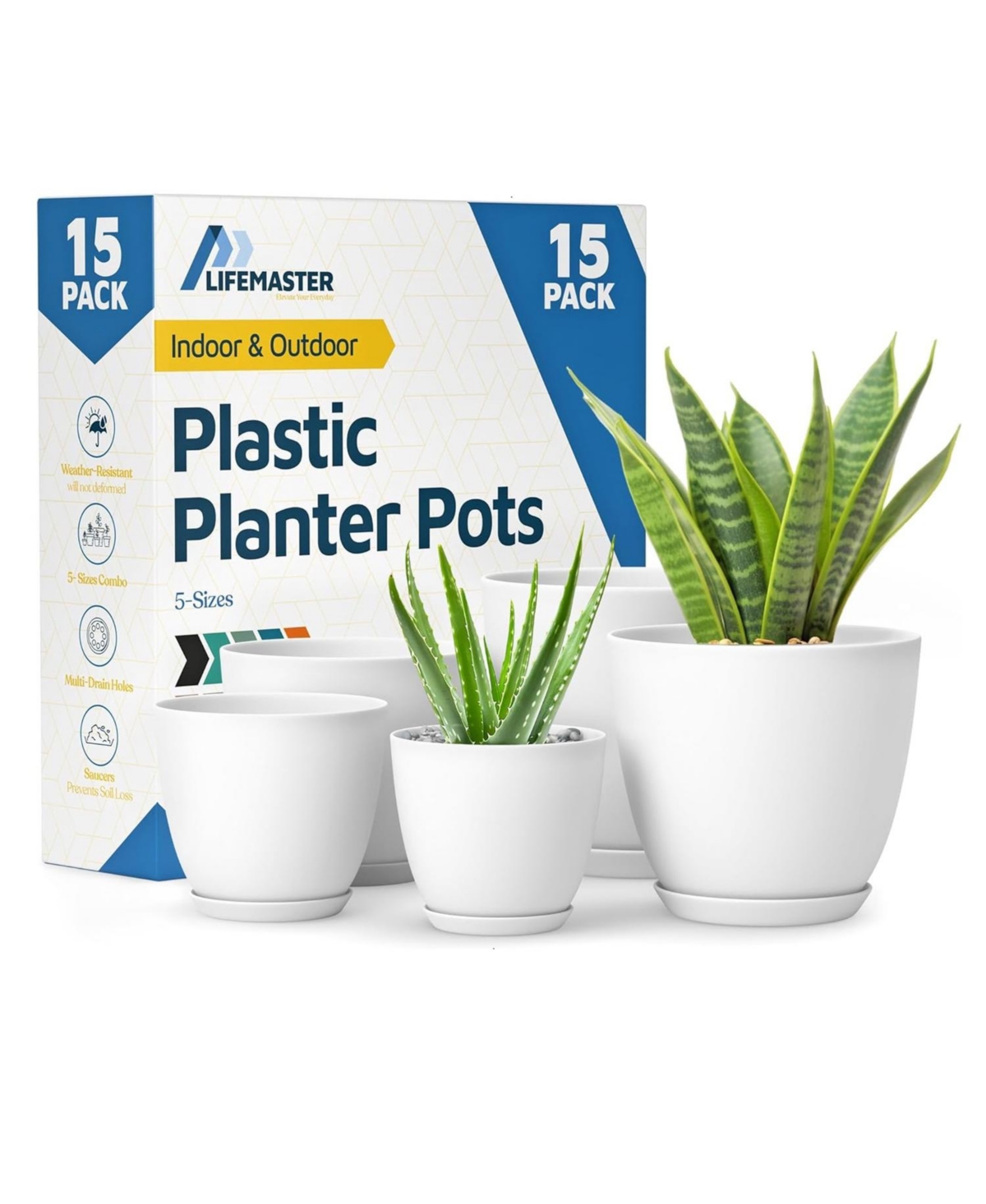Click here for Lifemaster 15-pack white plant pots with drainage... prices