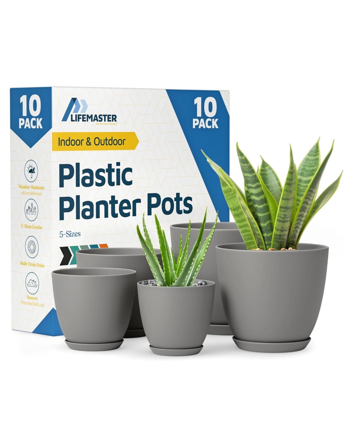 Click here for Lifemaster Planter Pots with Drainage Holes  Light... prices