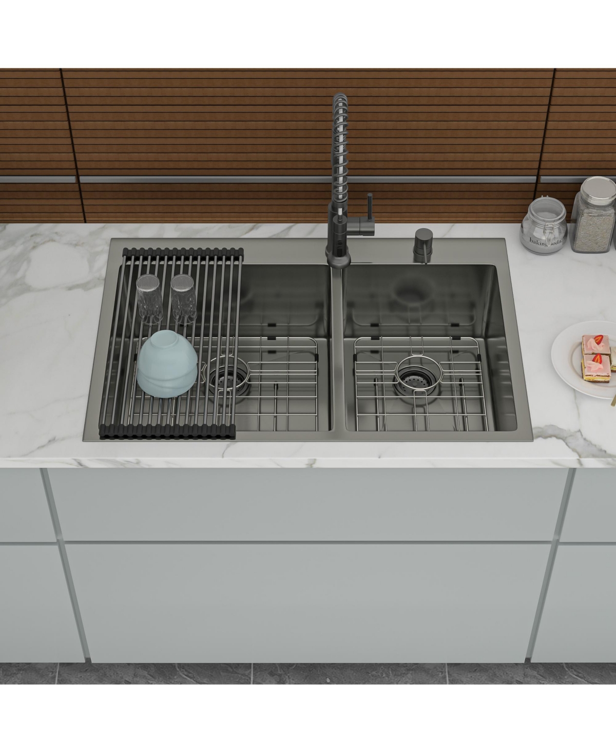 Click here for flynama 33x22x10inch Gunmetal Black Double Bowl Ki... prices