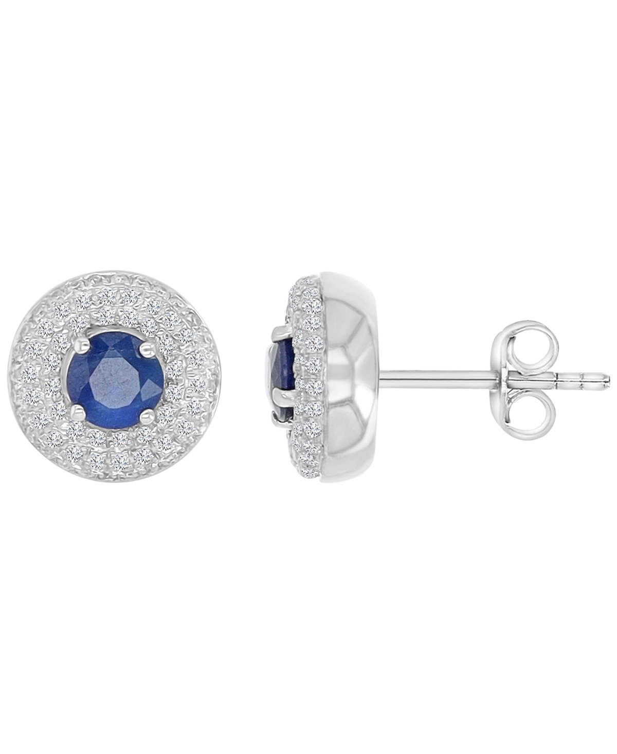 Click here for Macys Sapphire & Diamond Puffy Stud Earrings - Sil... prices