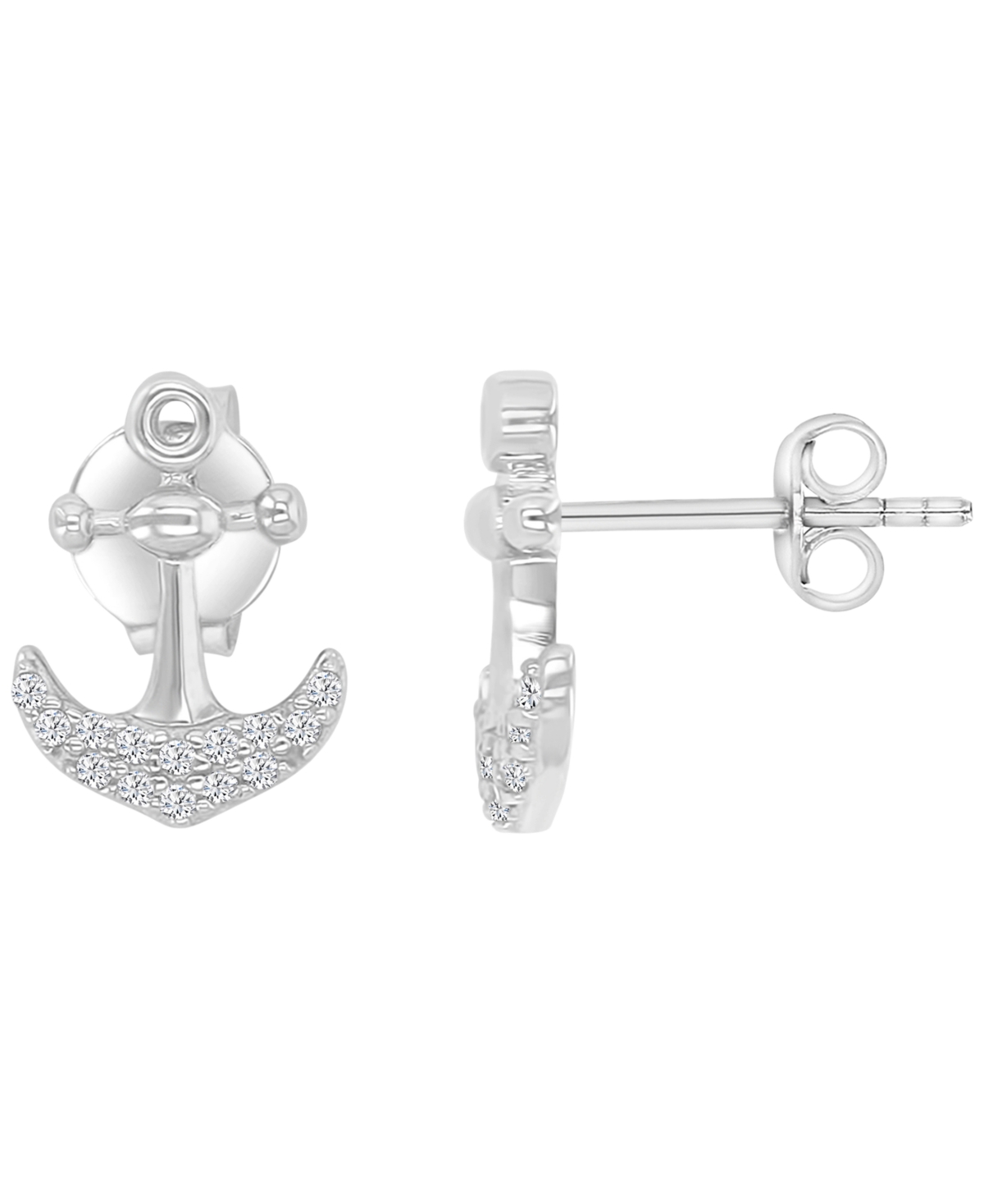 Click here for Macys Diamond Accented Anchor Stud Earrings - Silv... prices