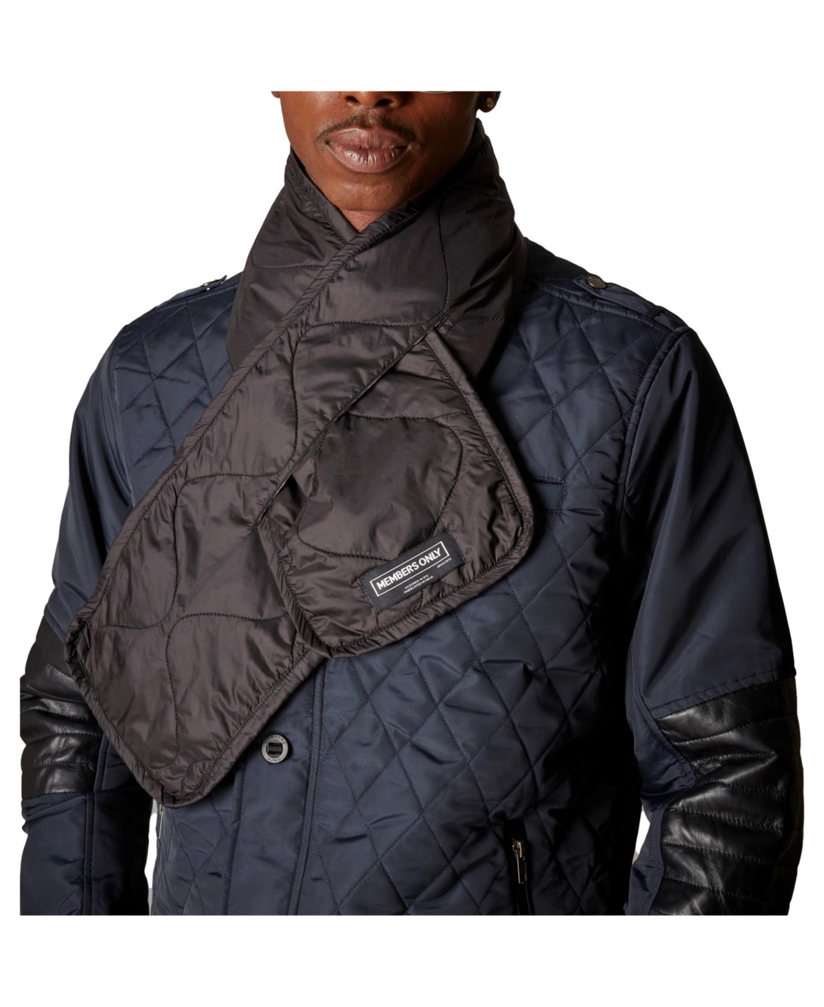 Click here for Members Only Mens Quilted Scarf - Black prices