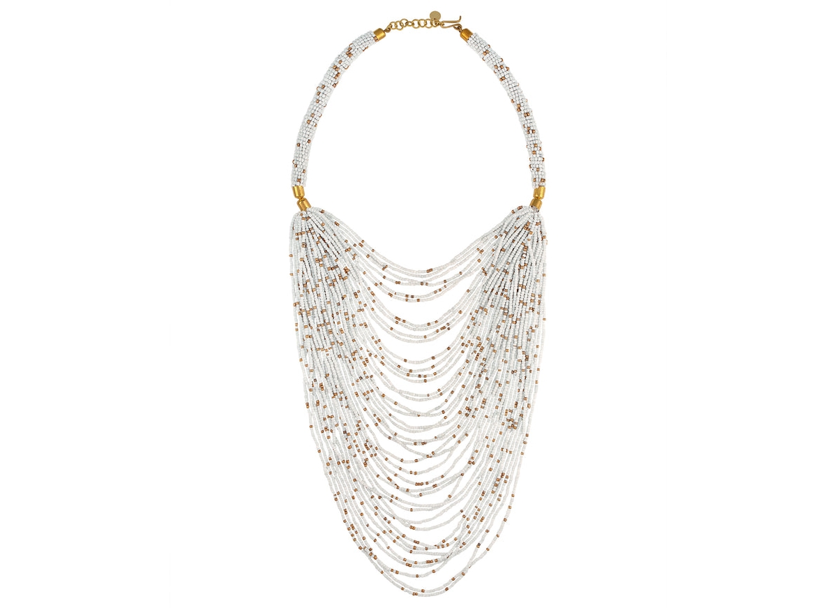 Click here for Kendi Amani Kanana Beaded Necklace - White sands prices