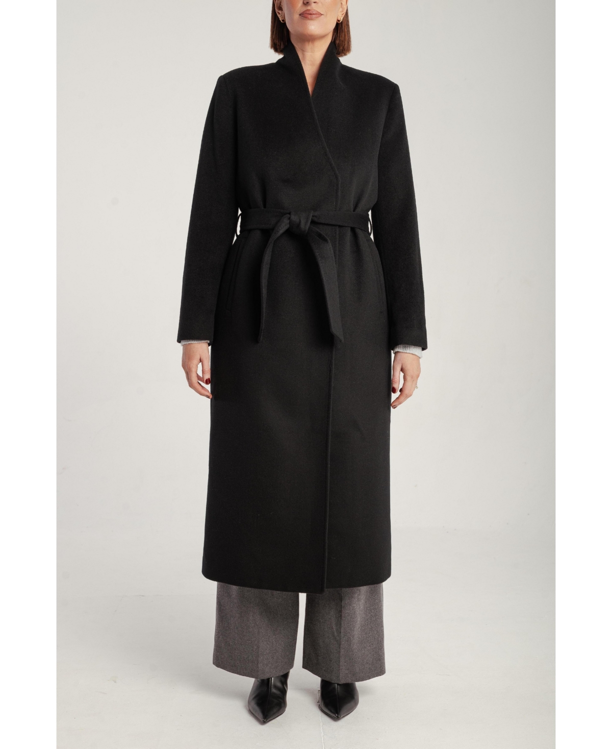 Click here for 1982 Womens Cashmere Belted Long Coat - Black prices