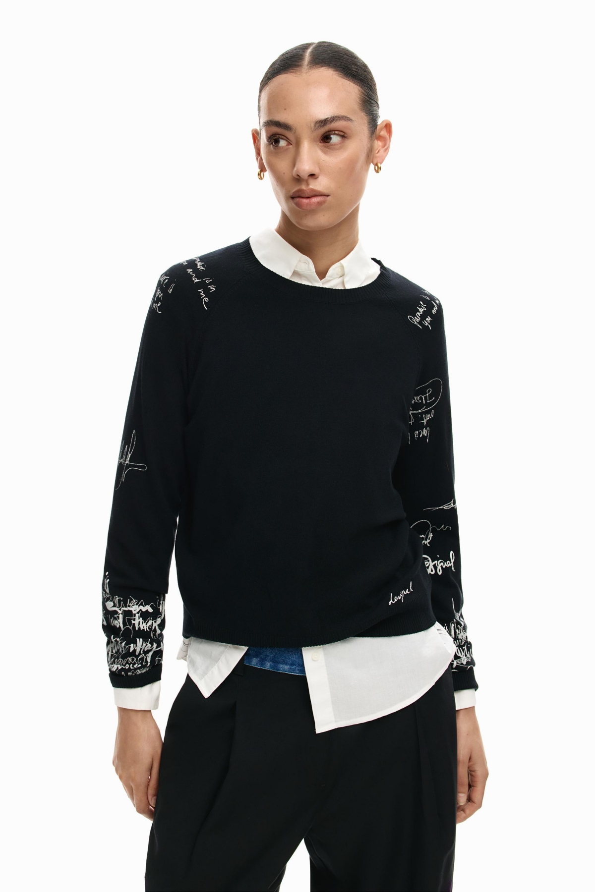 Click here for Desigual Womens Fine jersey lettering - Black prices