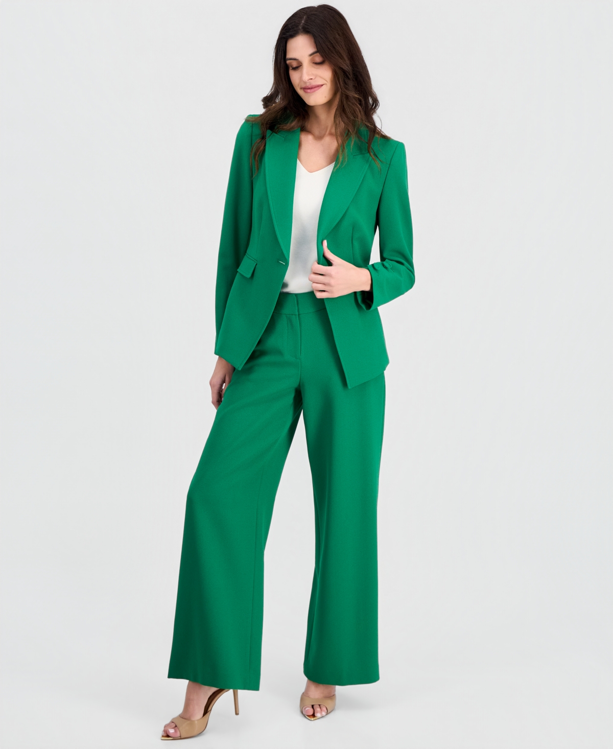 Click here for Tahari Asl Womens One-Button Peak-Lapel Blazer - E... prices