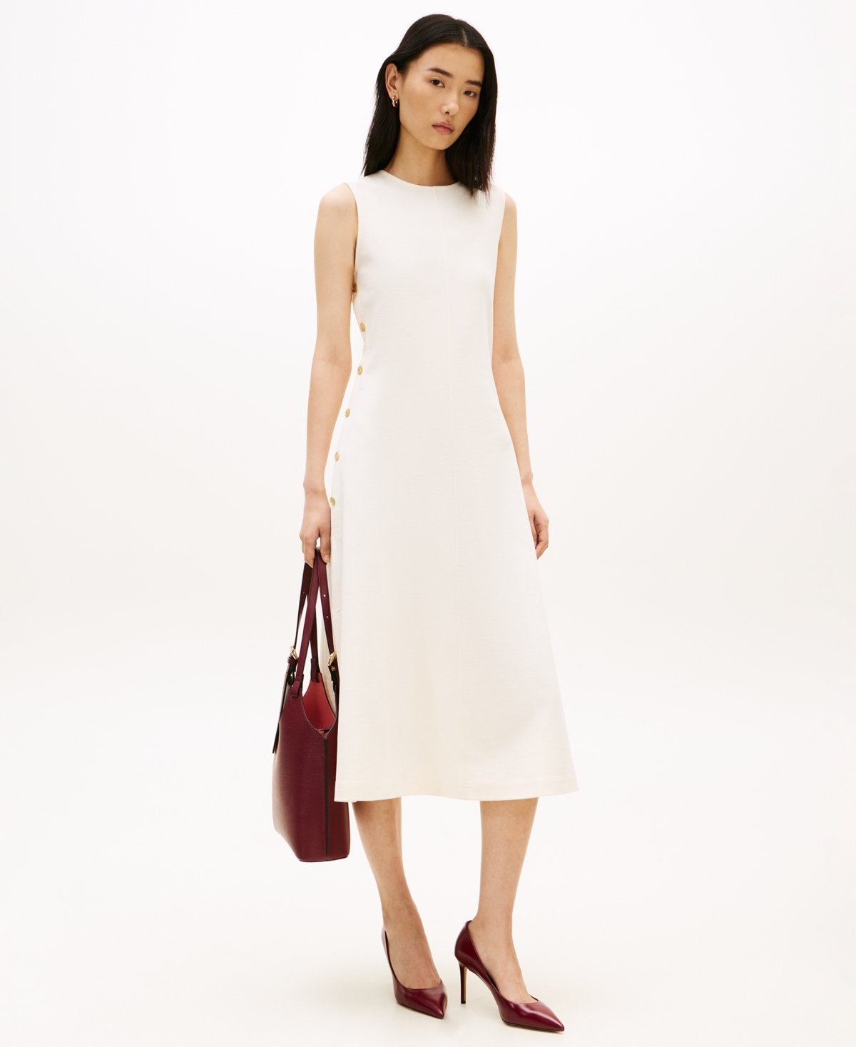 Click here for Tommy Hilfiger Womens Gold-Tone Button Midi Dress... prices