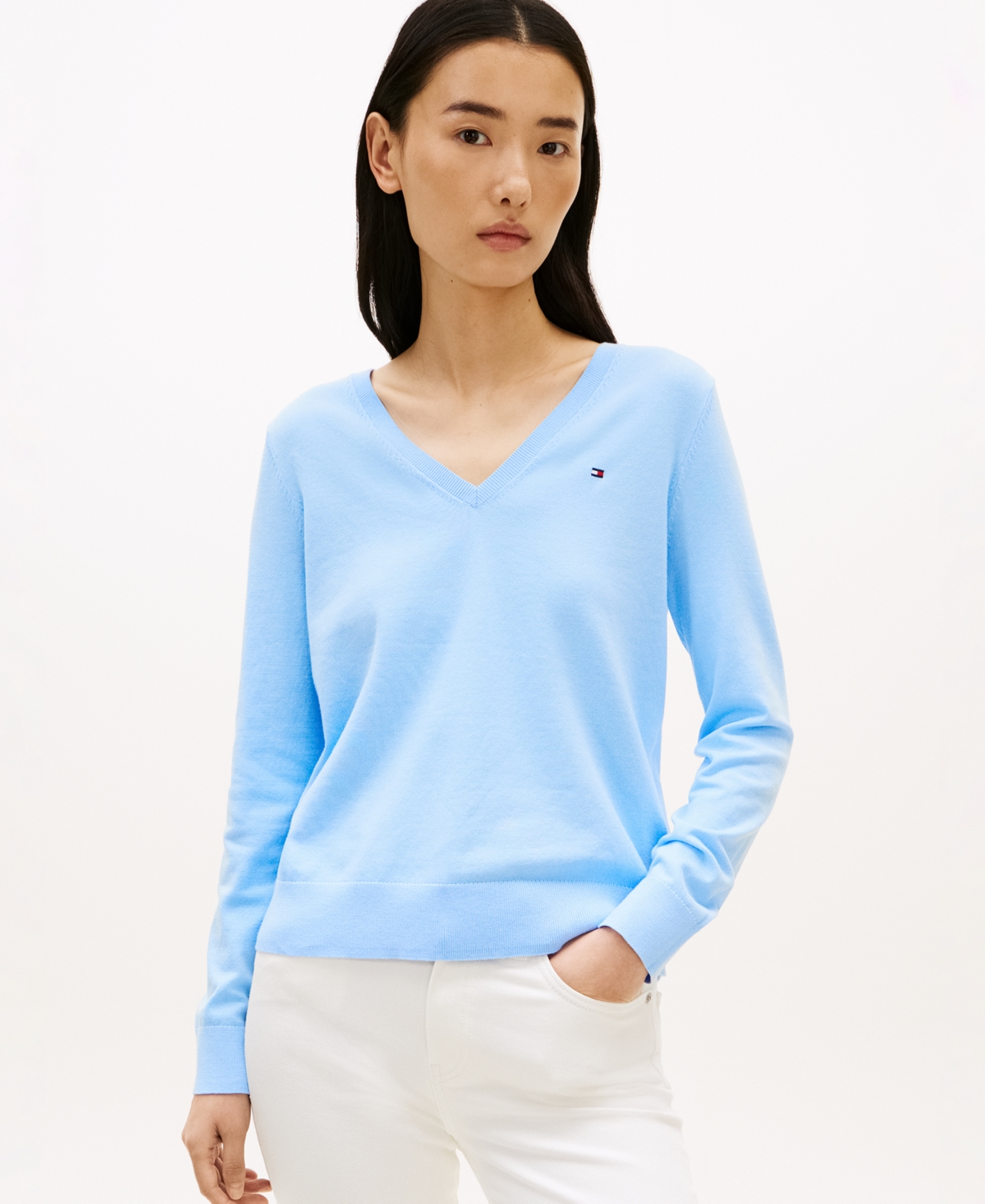 Click here for Tommy Hilfiger Womens V-Neck Knit Sweater - Vessel... prices