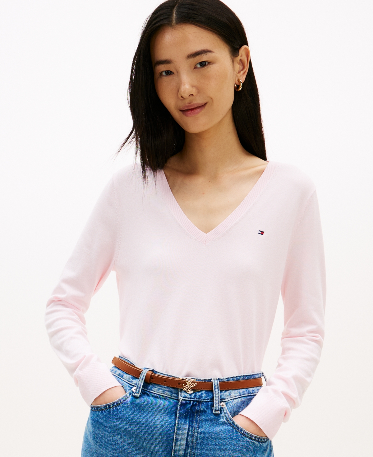 Click here for Tommy Hilfiger Womens V-Neck Knit Sweater - Light... prices