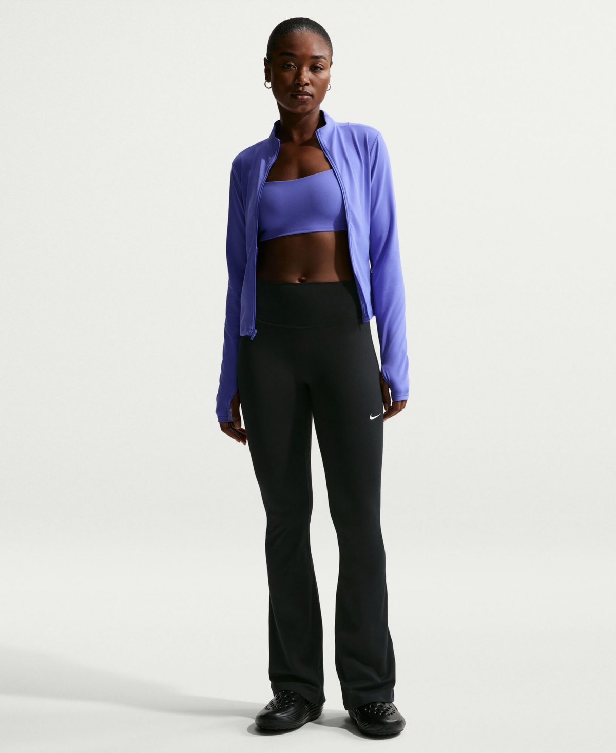 Click here for Nike Womens High-Waisted Flared Leggings - Black/W... prices