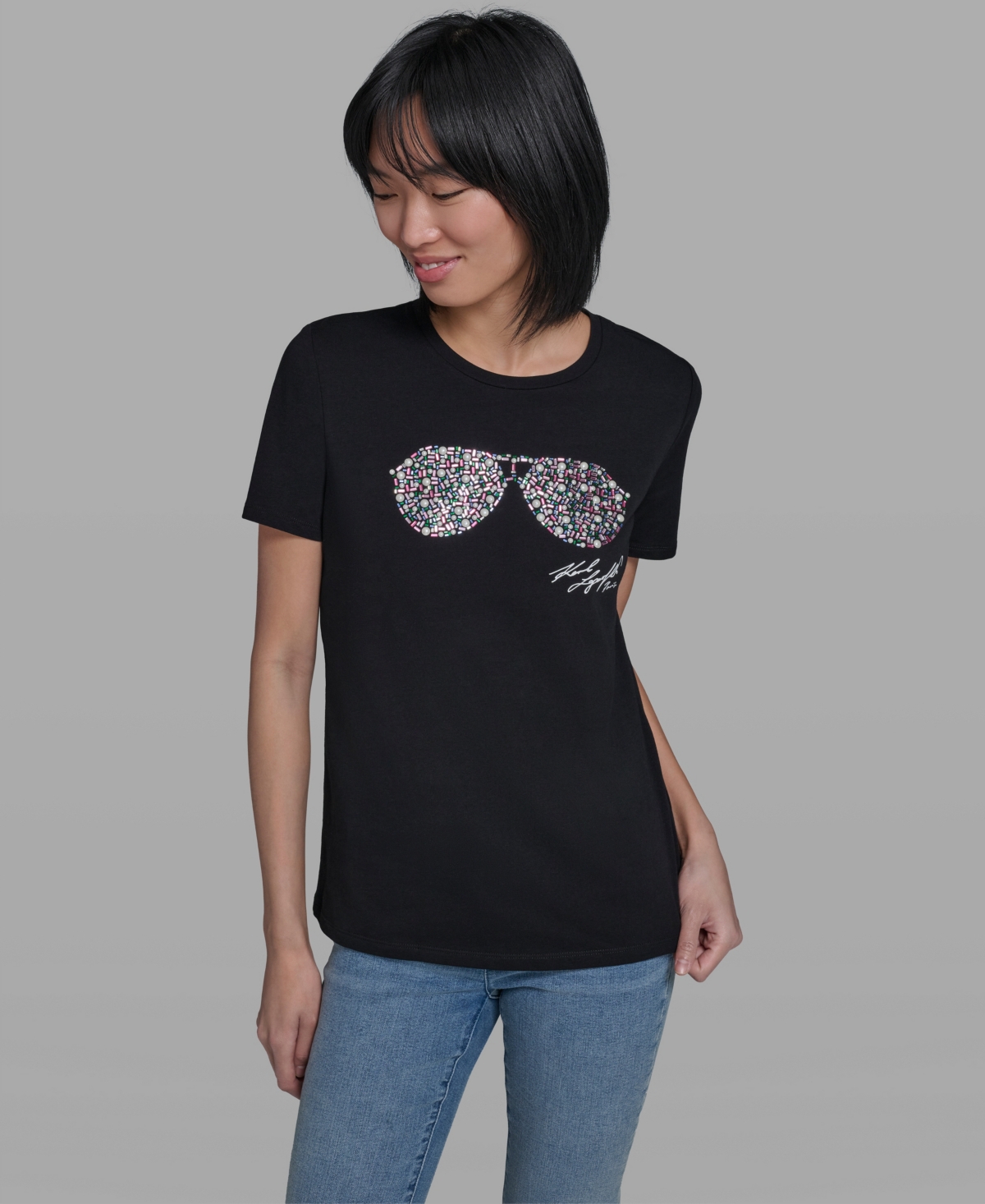 Click here for Karl Lagerfeld Paris Womens Crewneck Multi Jeweled... prices