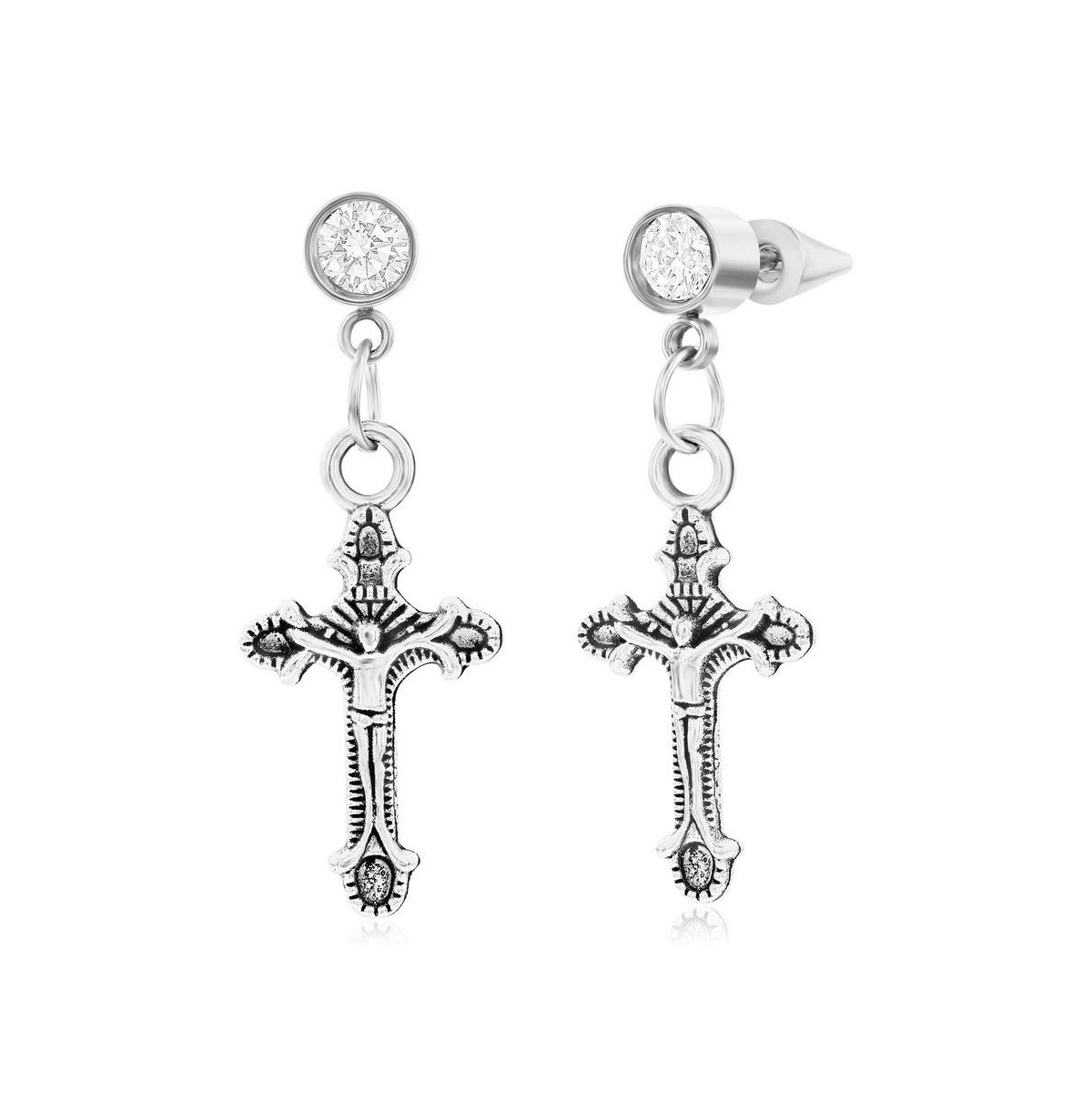 Click here for Stainless Steel Oxidized Cross Charm & Cz Huggie H... prices