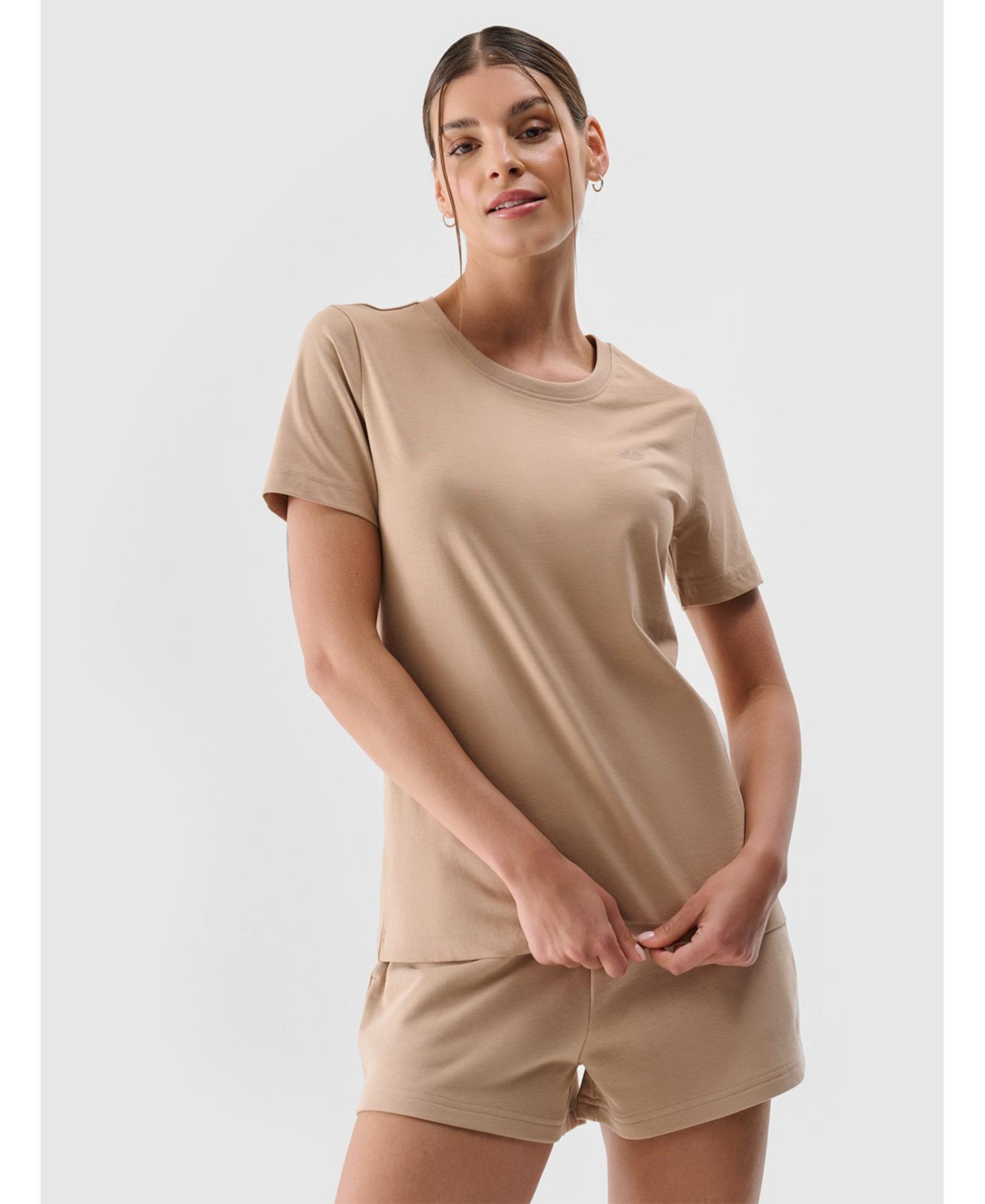 Click here for 4F Womens Regular Plain T-shirt - Beige Overflow prices