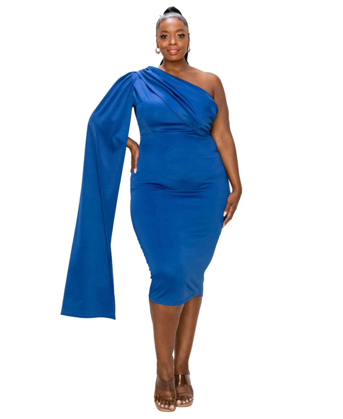 Click here for L I V D Plus Size Spade One Shoulder Cape Dress -... prices