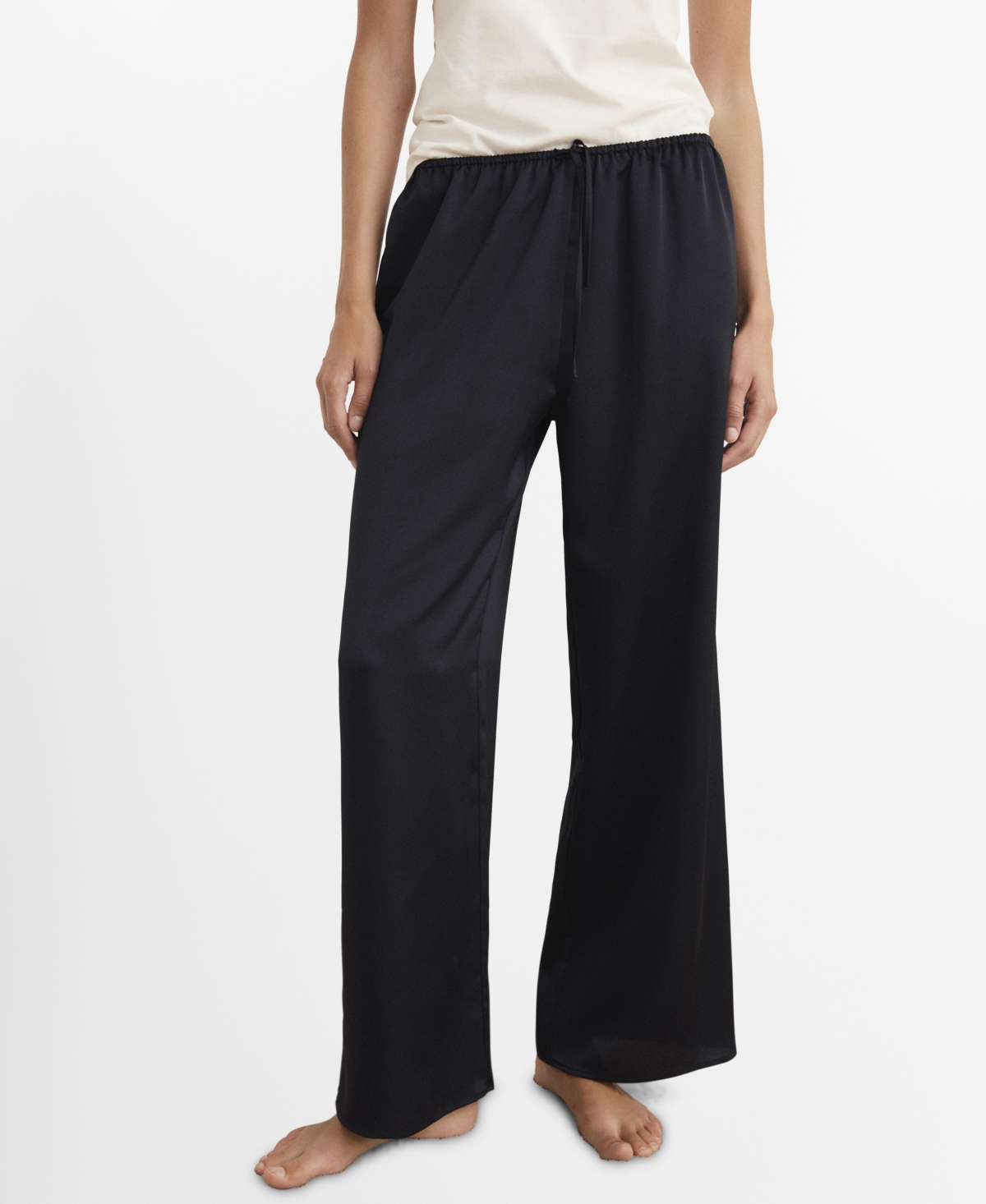 Click here for Mango Womens Satin Long Pants - Charcoal prices