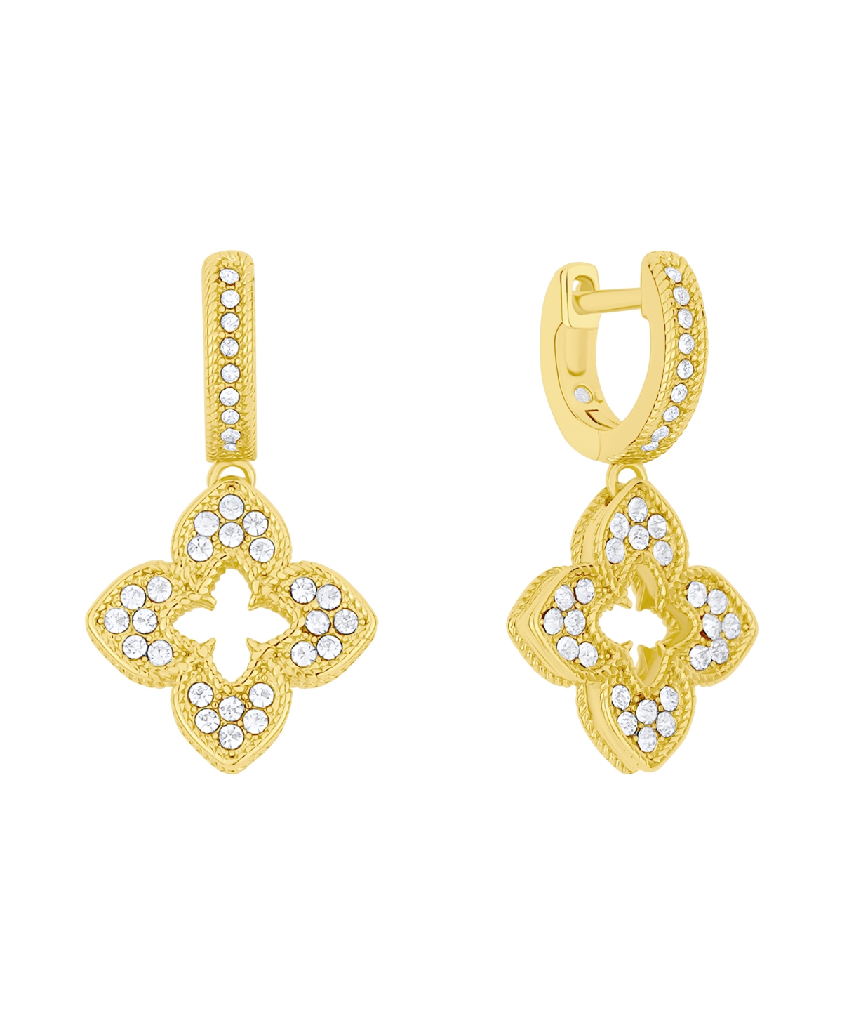 Click here for And Now This Crystal Flower Hinged Hoop Earrings -... prices