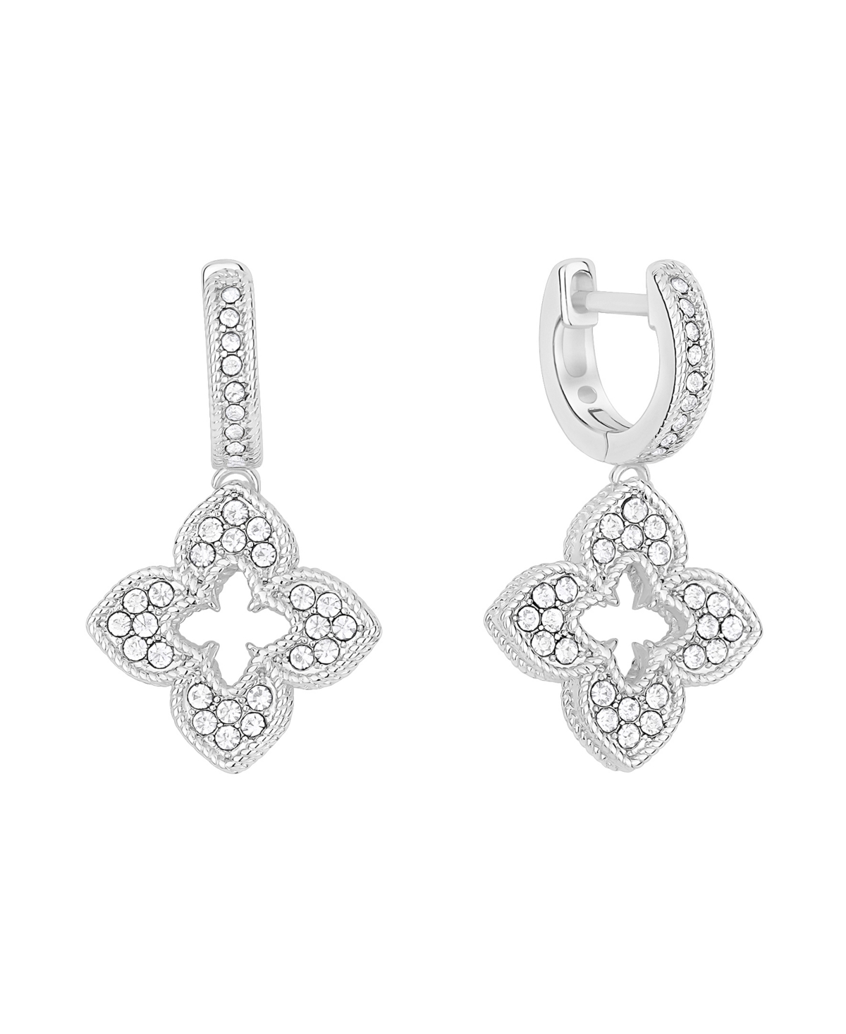 Click here for And Now This Crystal Flower Hinged Hoop Earrings -... prices