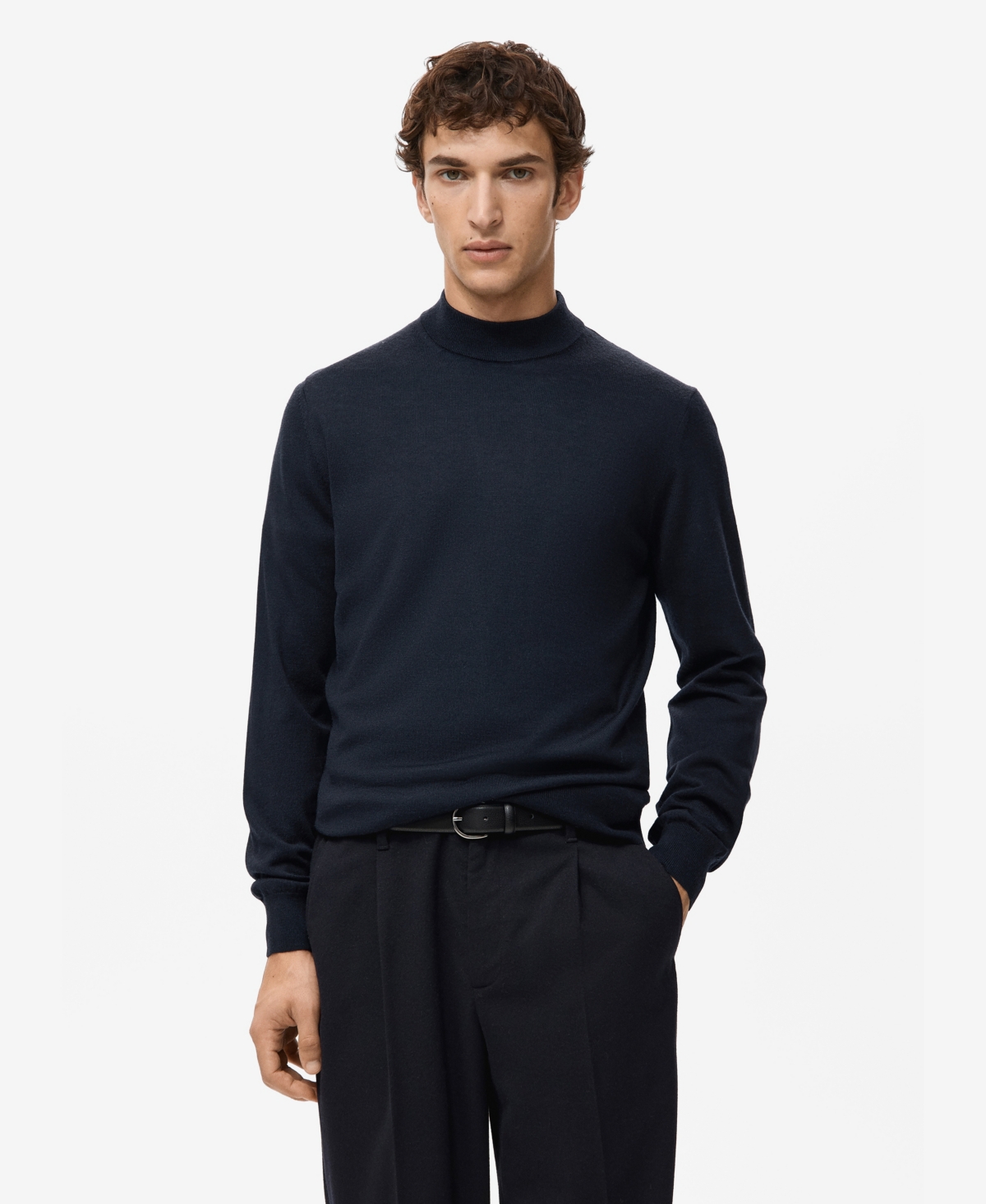 Click here for Mango Mens Wool Turtleneck Sweater - Navy prices
