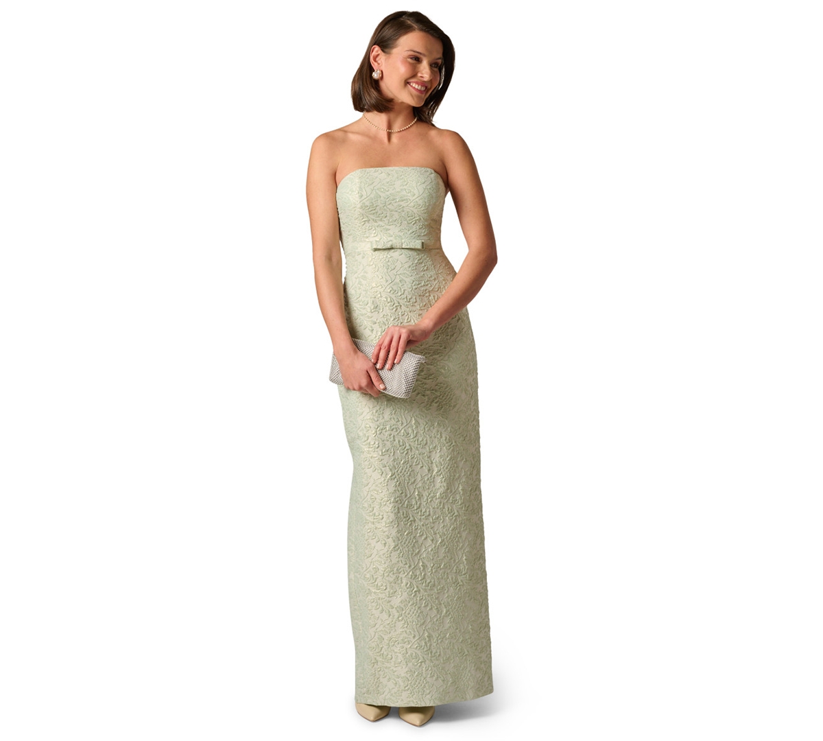 Click here for Adrianna Papell Womens Strapless Glitter Ball Gown... prices