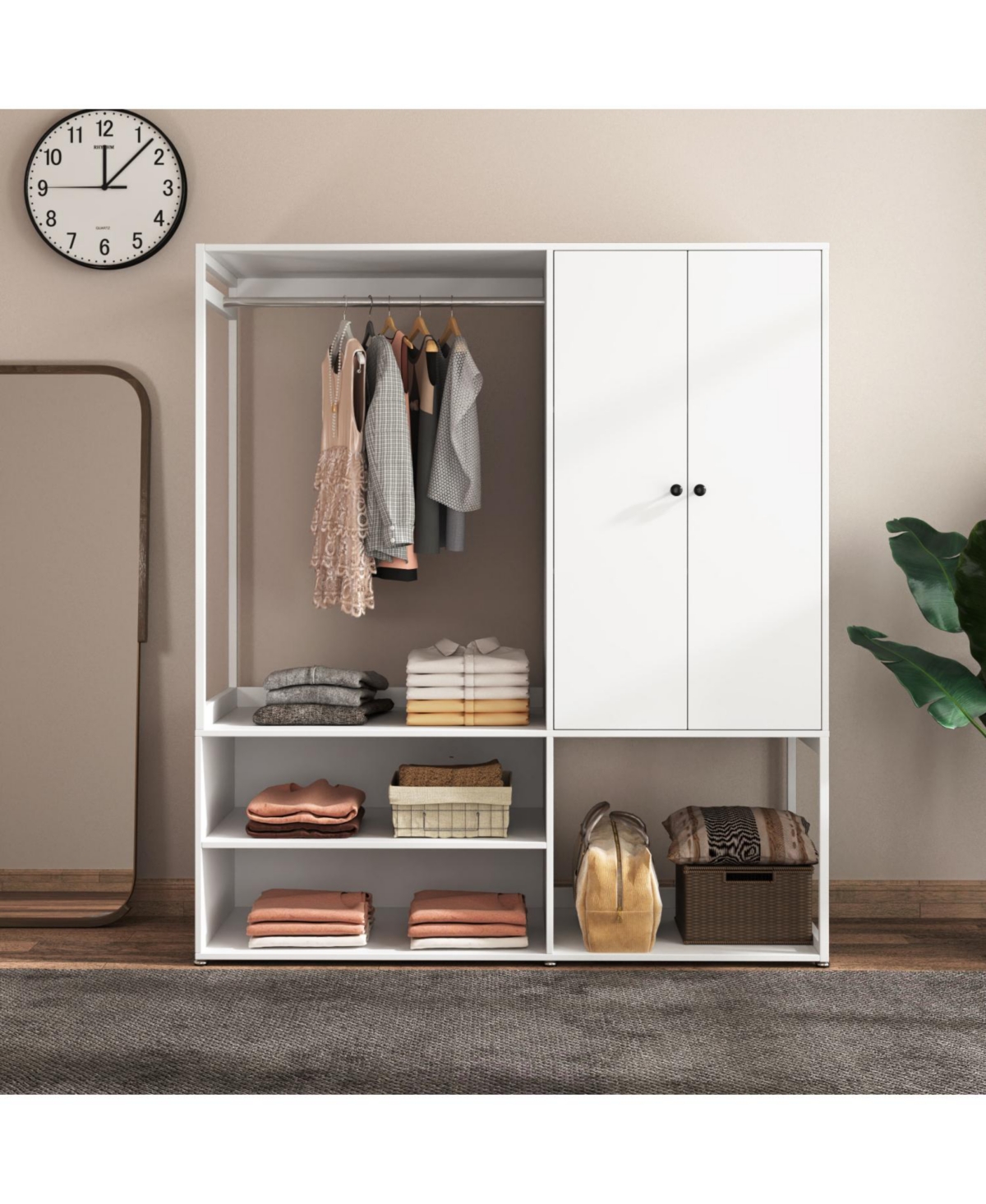 Click here for Streamdale White Wardrobe Closet with Shelves & Ha... prices