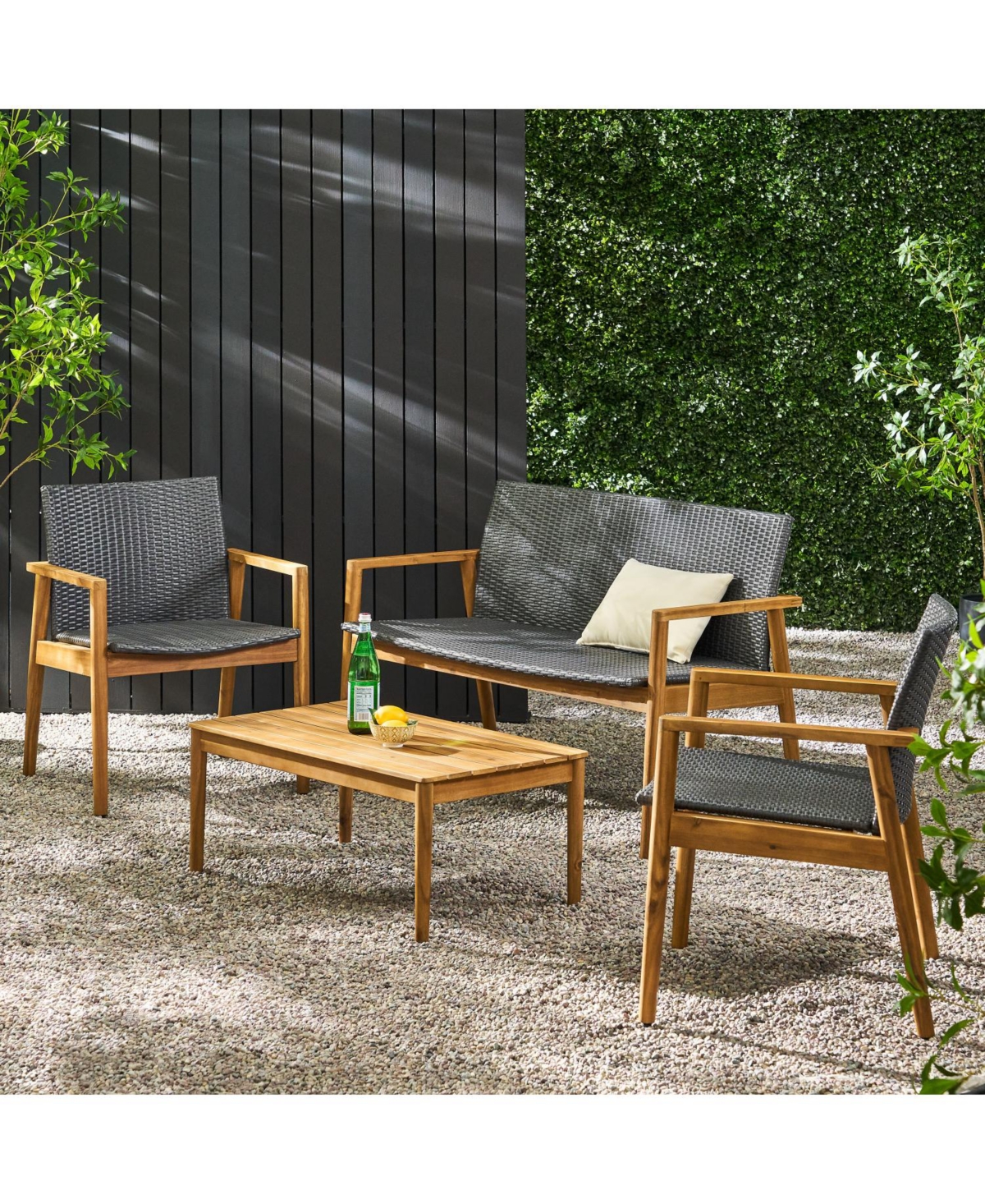Click here for Outdoor Acacia Wood Loveseat Set with Wicker Seati... prices