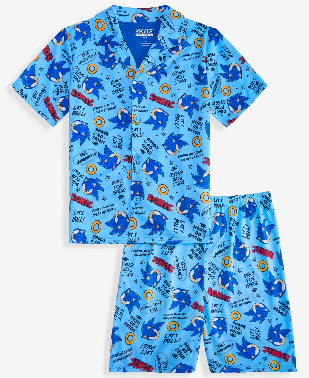 Click here for Sonic Hedgehog Boys 4-10 Button-Down Short Pajamas... prices