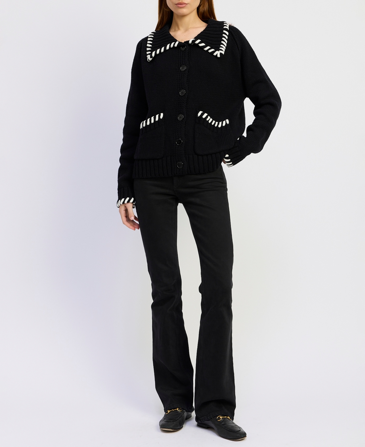 Click here for En Saison Womens Piper Whipstitch Spread Collar Ca... prices