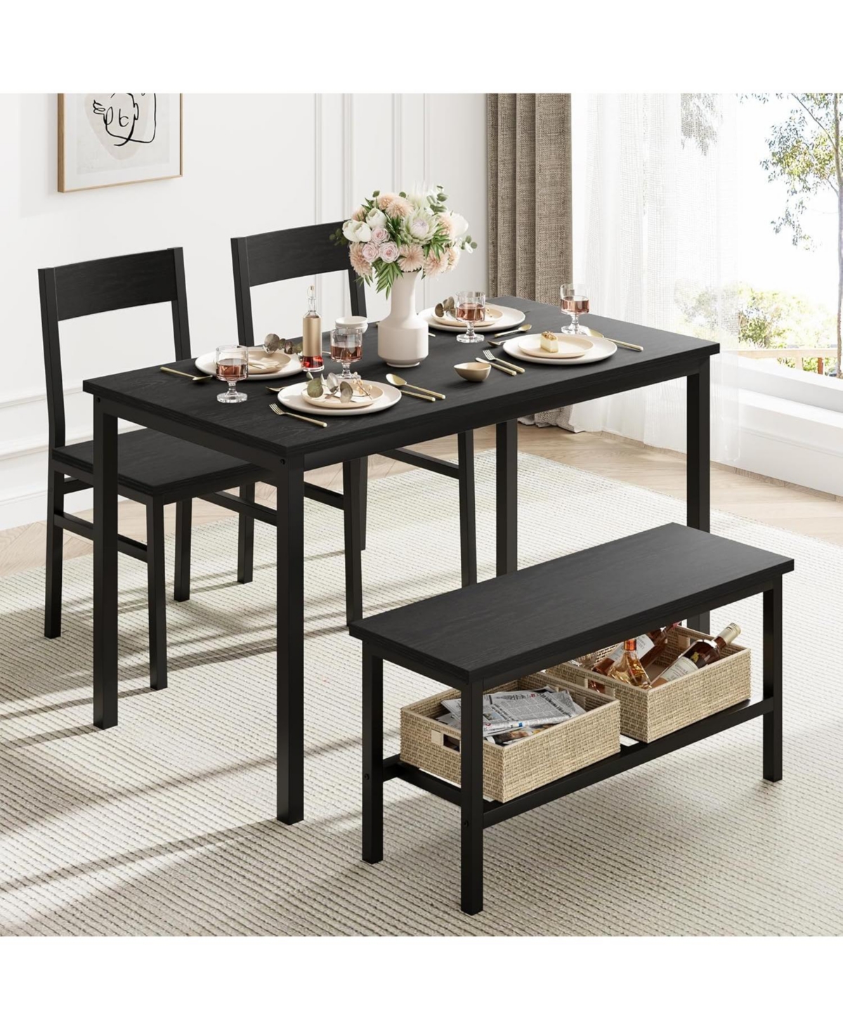 Click here for gaomon Kitchen Table and 2 Chairs for 4 with Bench... prices