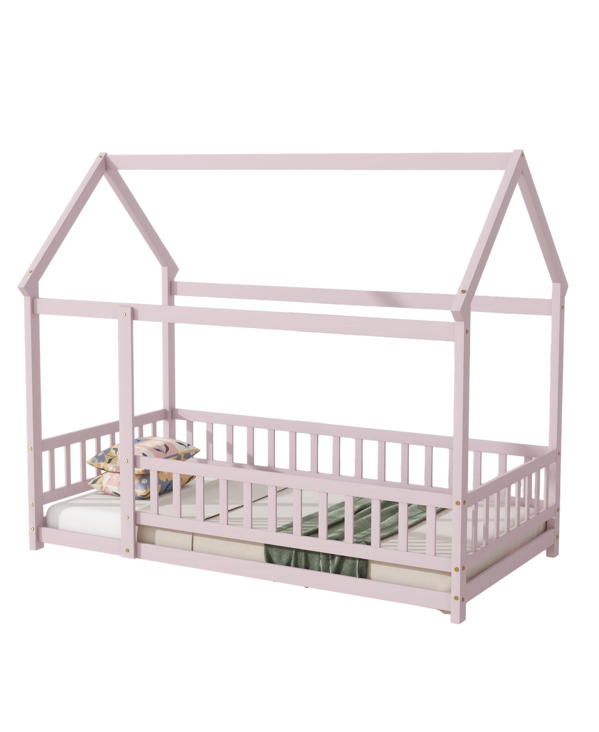 Click here for Cesicia Twin House-Shaped Floor Bed with Fence & R... prices