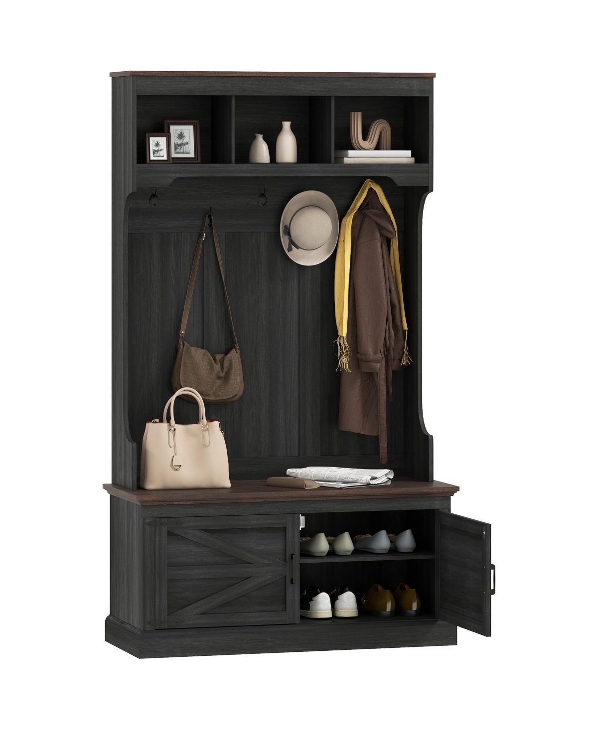 Click here for Homcom Hall Tree with Shoe Storage  Coat Rack with... prices