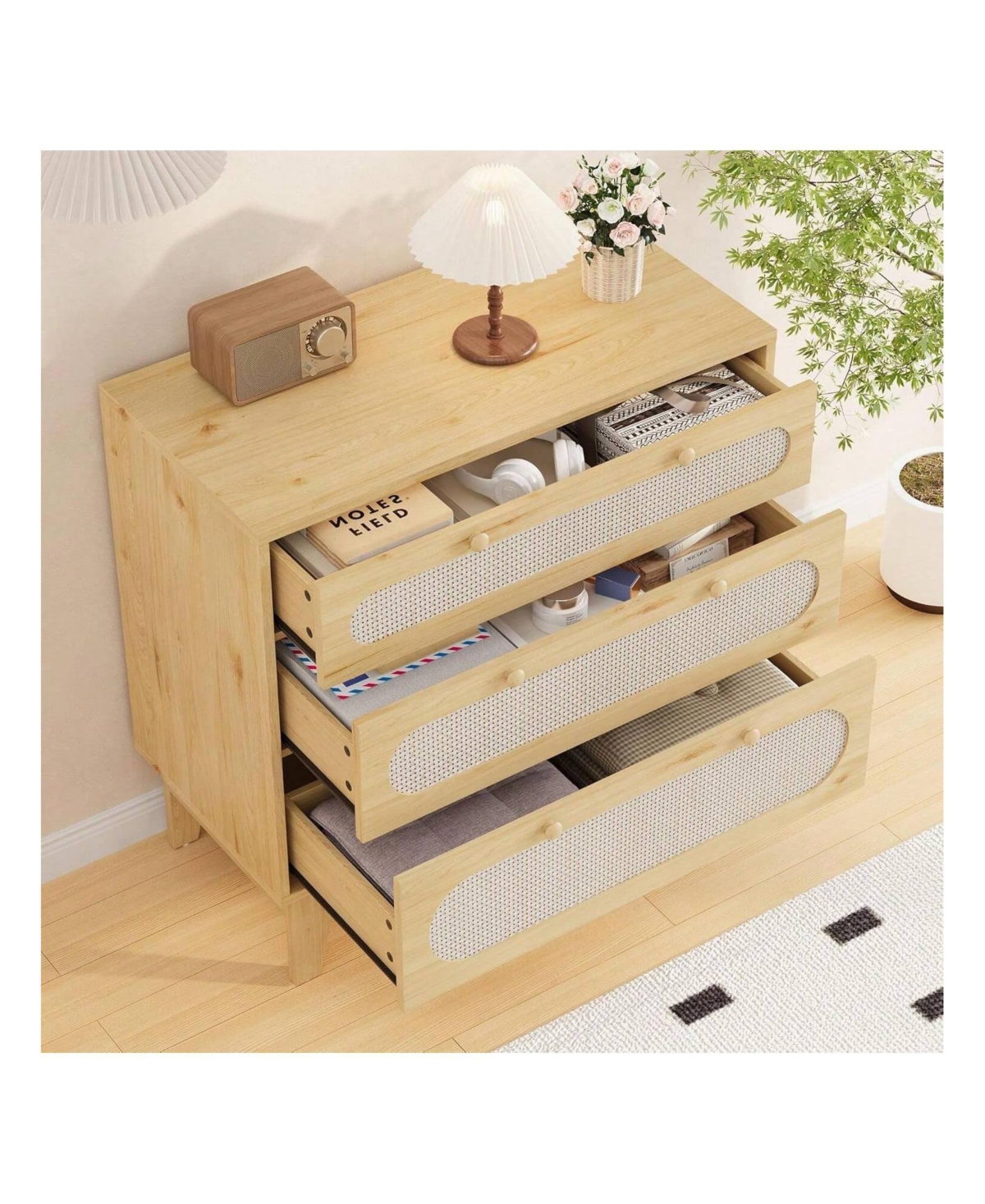 Click here for gaomon Home Rattan Nightstand With Drawers Modern... prices