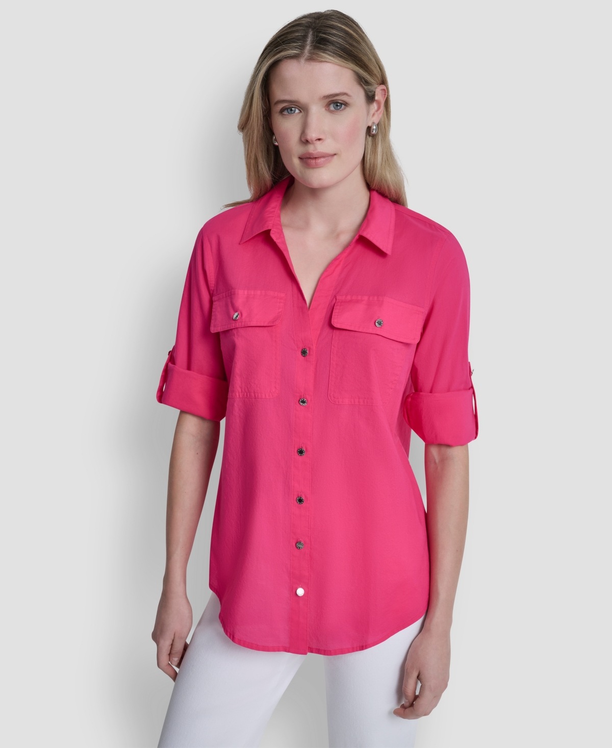 Click here for Dkny Womens Collared Neck Shirt - Hot Pink prices