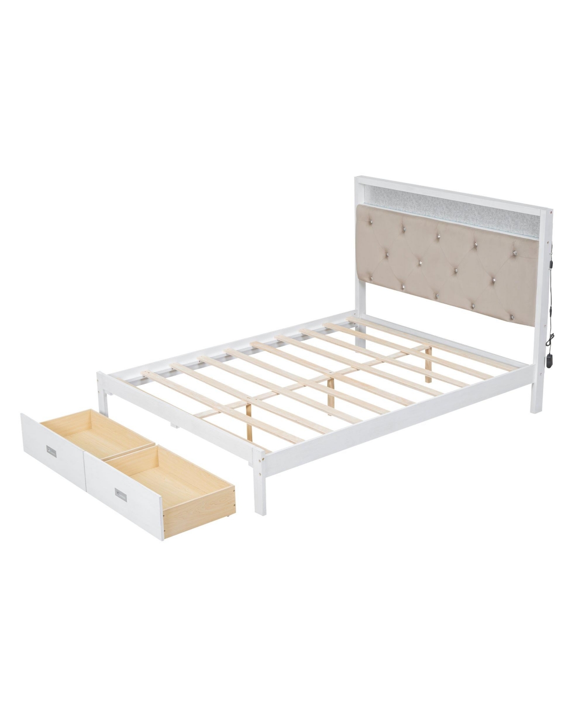 Click here for Boyel Living Wood Queen Size Platform Bed with Uph... prices
