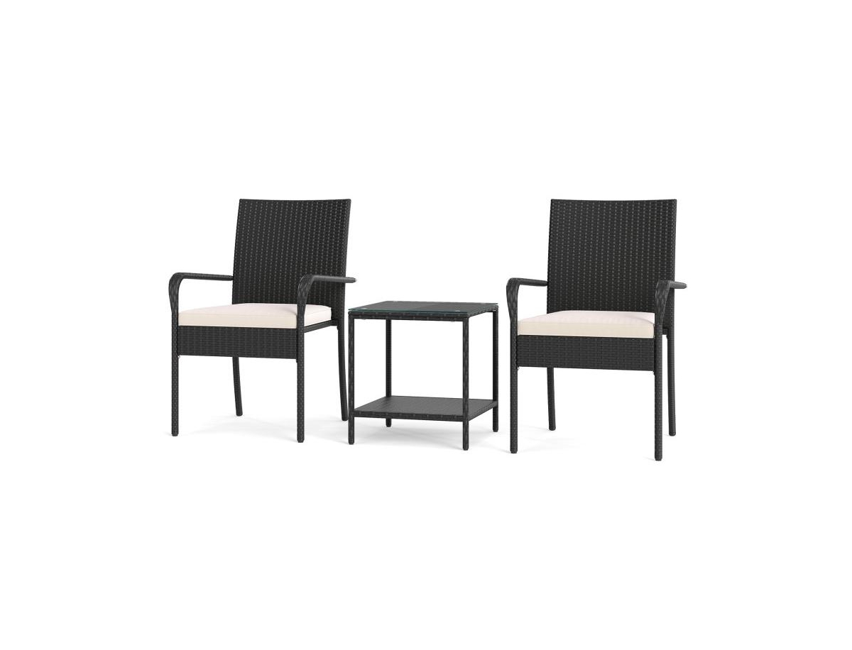 Click here for Slickblue 3PCS Patio Set with Cushions and Glass T... prices